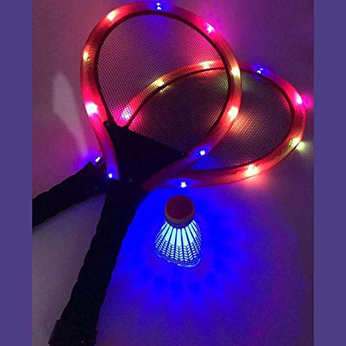 Meshin Family Entertainment Outdoor Night Light Training LED Badminton Racket Sets Sport Glow in The Dark Badminton