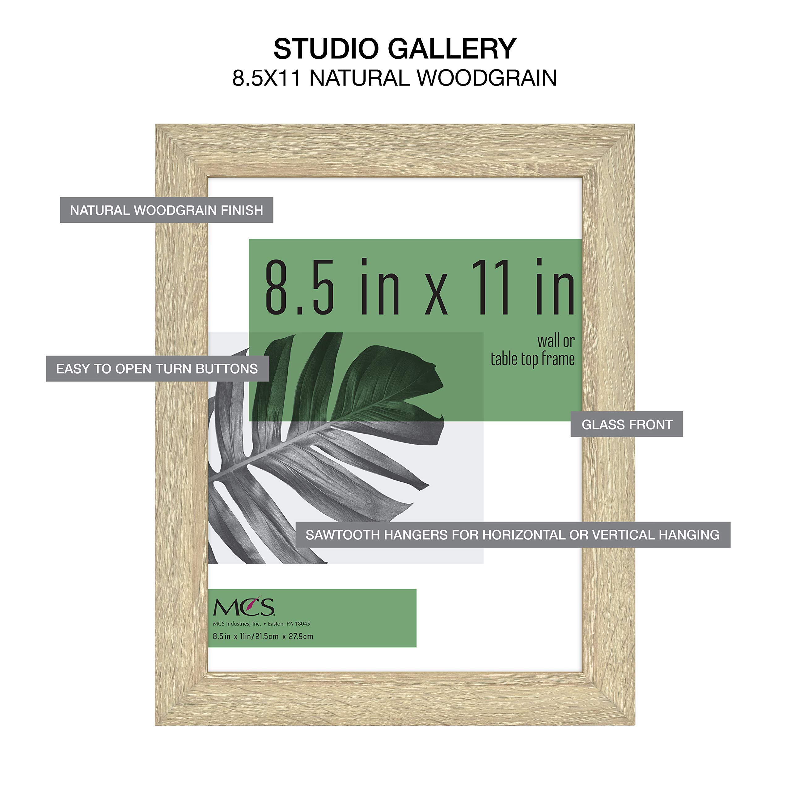 MCS Studio Document Frame Set, Gallery Wall Frames Fit 8.5 x 11 Diplomas, Documents & Certificates, Natural Woodgrain, 4-Pack