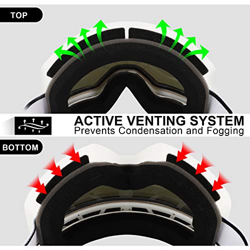 PHZ. Ski Goggles Snowboard Goggles UV 400 Protection Anti Fog Snow Goggles for Men Women Youth