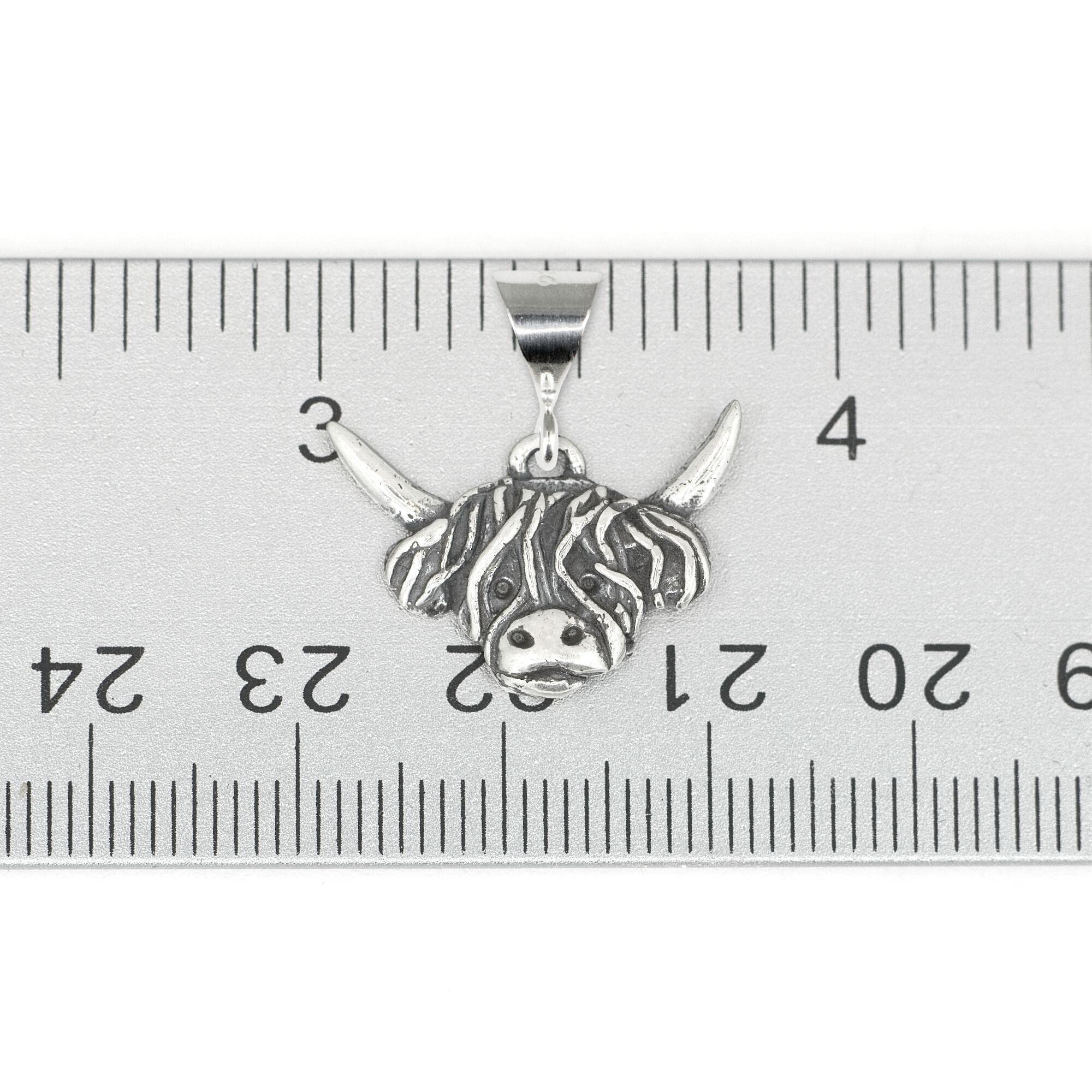 Sterling Silver Highland Cow Small Pendant Handcrafted in the USA