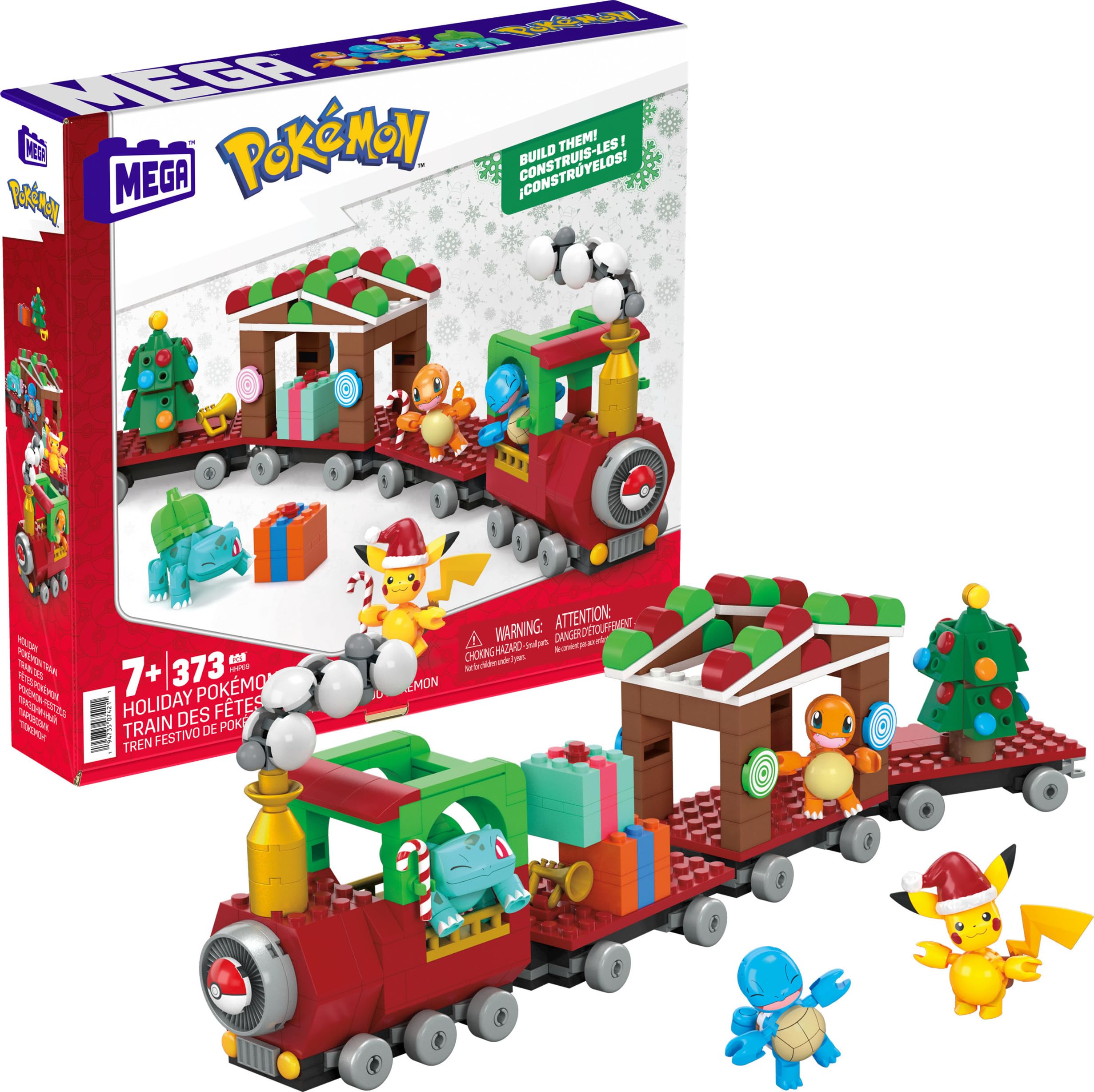 MEGA PokĂŠmon Building Toys Set Holiday Train with 373 Pieces, 4 Articulated and Poseable Characters and Surprises, for Kids (Amazon Exclusive)