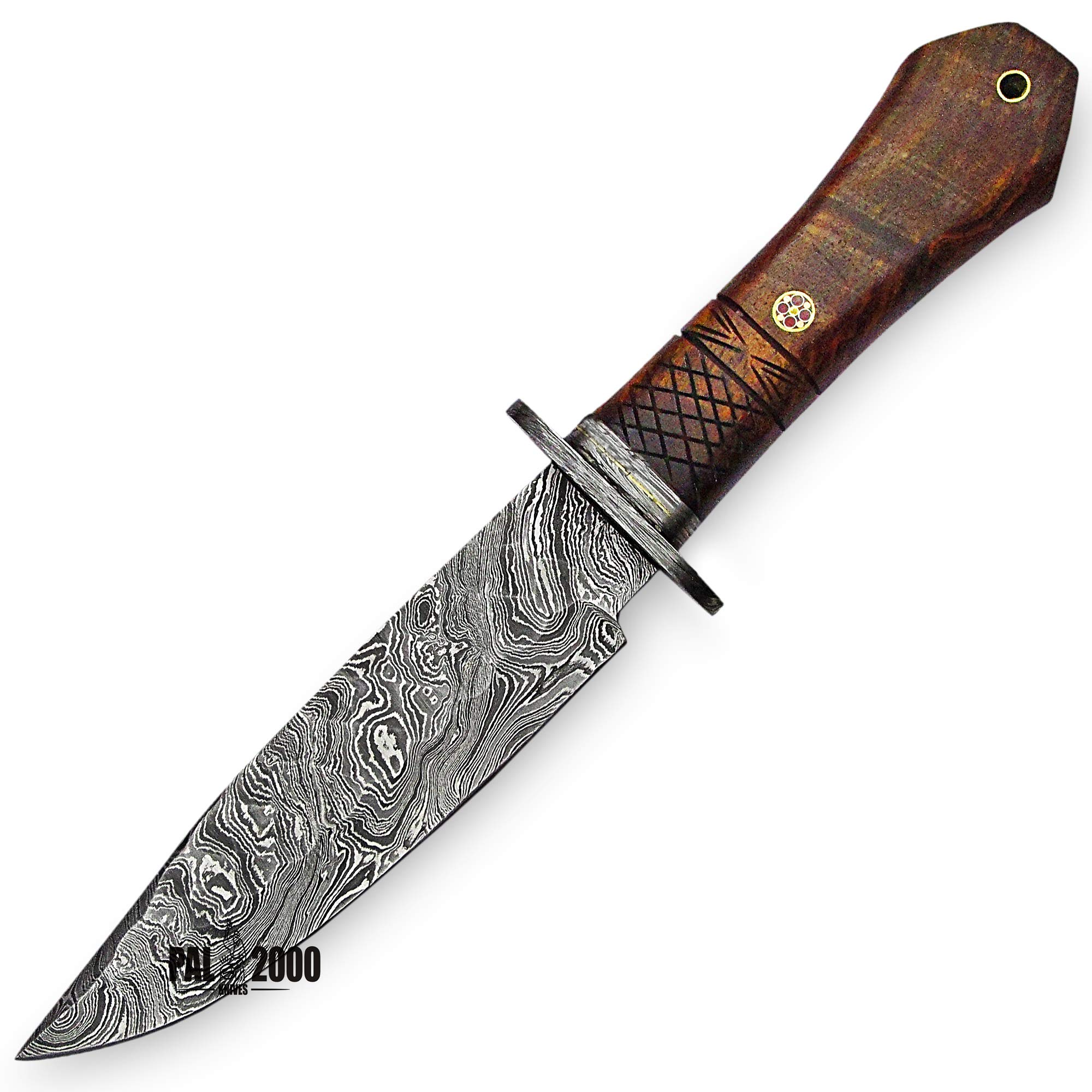 PAL 2000 HUNTING KNIVES Ssrg 9913 Handmade Damascus Steel Custom Knife Solid Rose Wood Handle