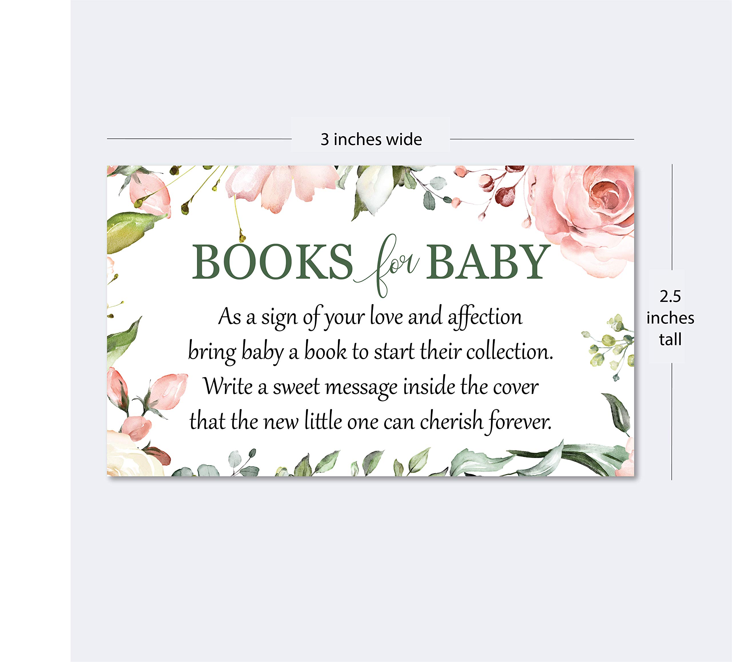 Moonrise Papery Baby Shower Book Request Cards, Set of 50, Pink Floral Design