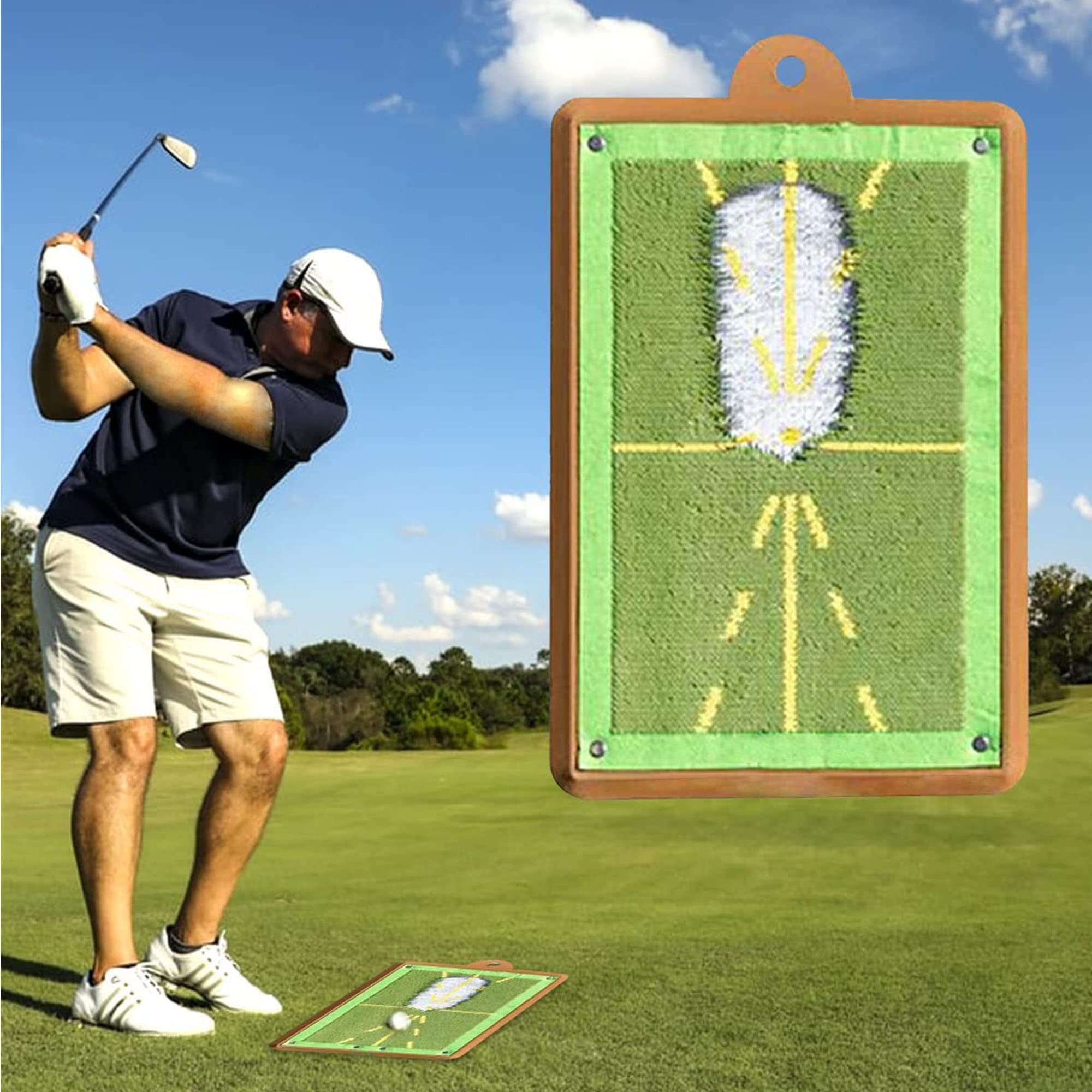 Sunwhat Golf Training Mat for Swing Detection Batting, Swing Path and Correct Hitting Posture Golf Practice Mat for Indoor/Outdoor, Golf Training Aid Equipment