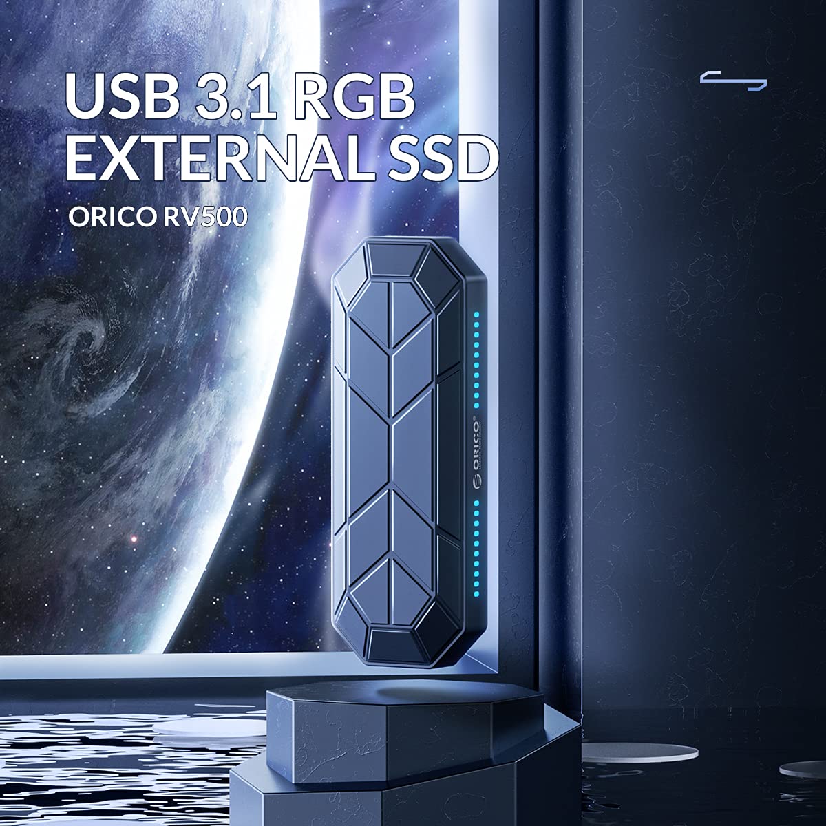 ORICO RGB 256G Portable SSD USB 3.1 Gen2 Type-C Speed up to 940MB/s Gaming and Personal External SSD-RV500