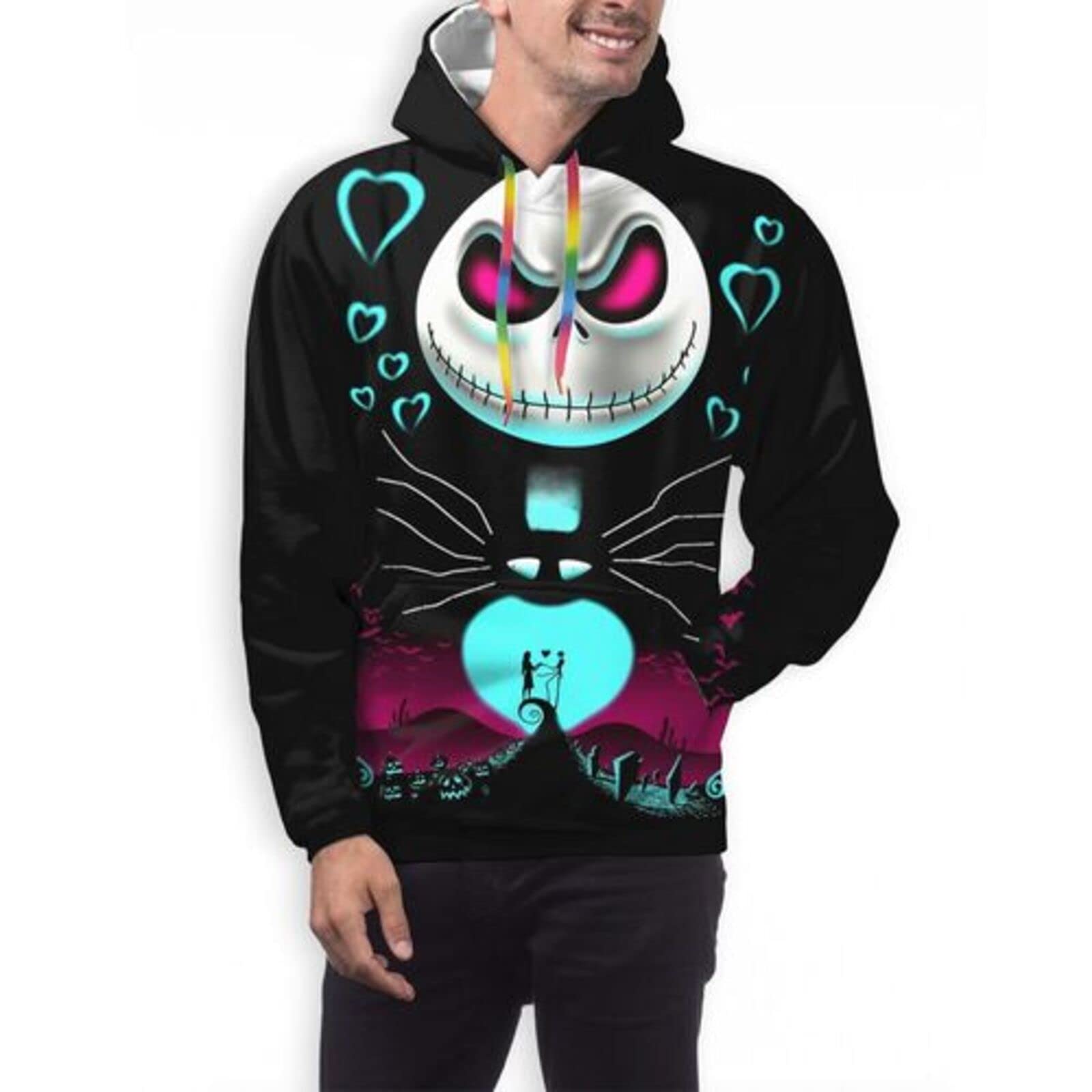 Men's and women's Christmas hoodie Jack novelty hoodie 3d Print Sweatshirts casual pullover 4-XX-Large