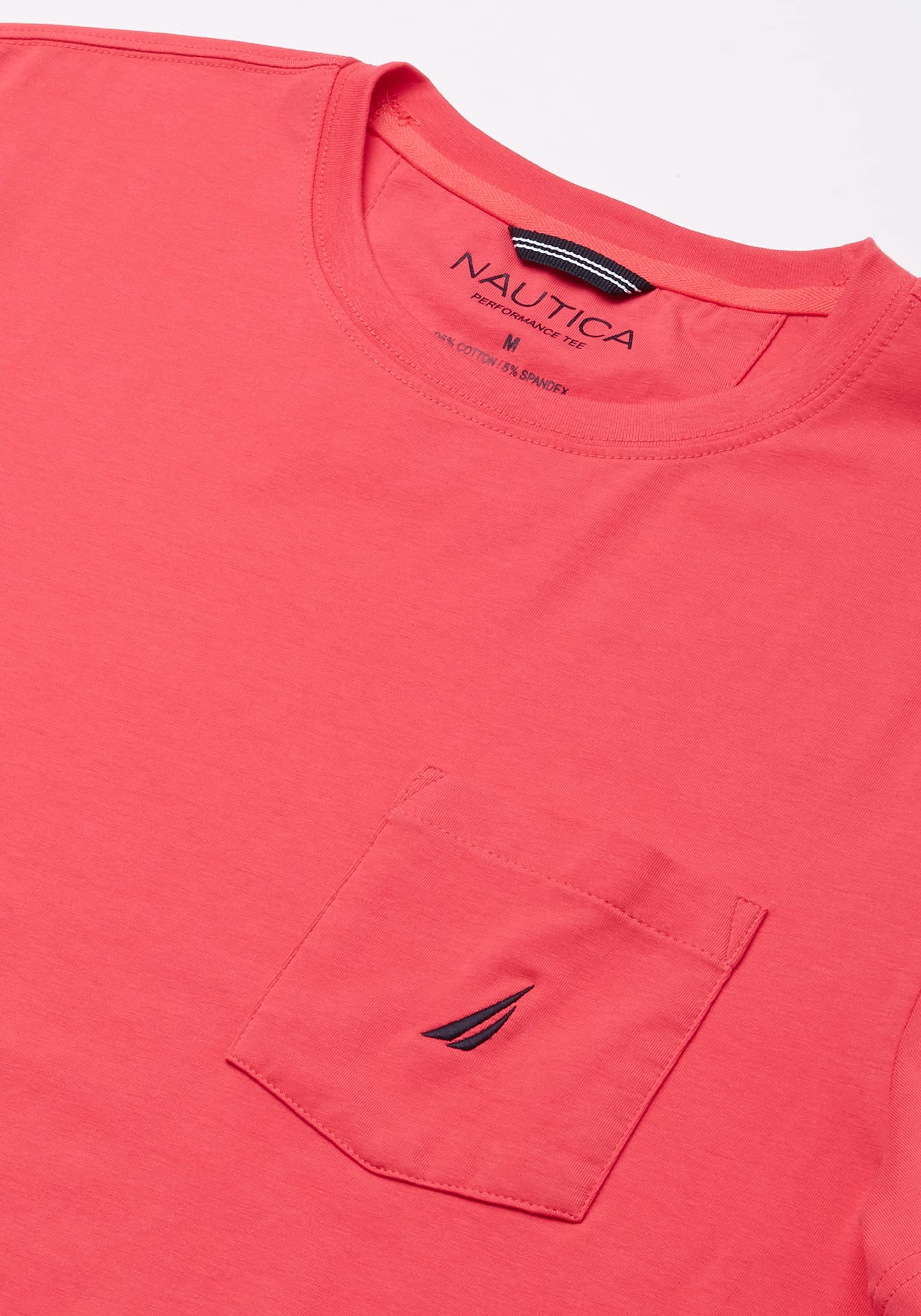 Nautica Men's Solid Crew Neck Short Sleeve Pocket T-Shirt, Melon Berry, Small