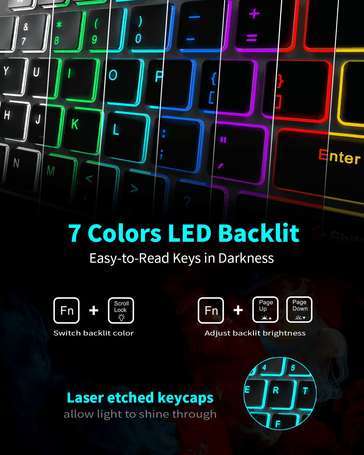 Wireless Backlit Keyboard, Rechargeable USB Silent Keyboard, 2.4G Cordless Full Size, Compatible with Apple iMac, MacBook and PC, Computer Laptop, Space Gray…