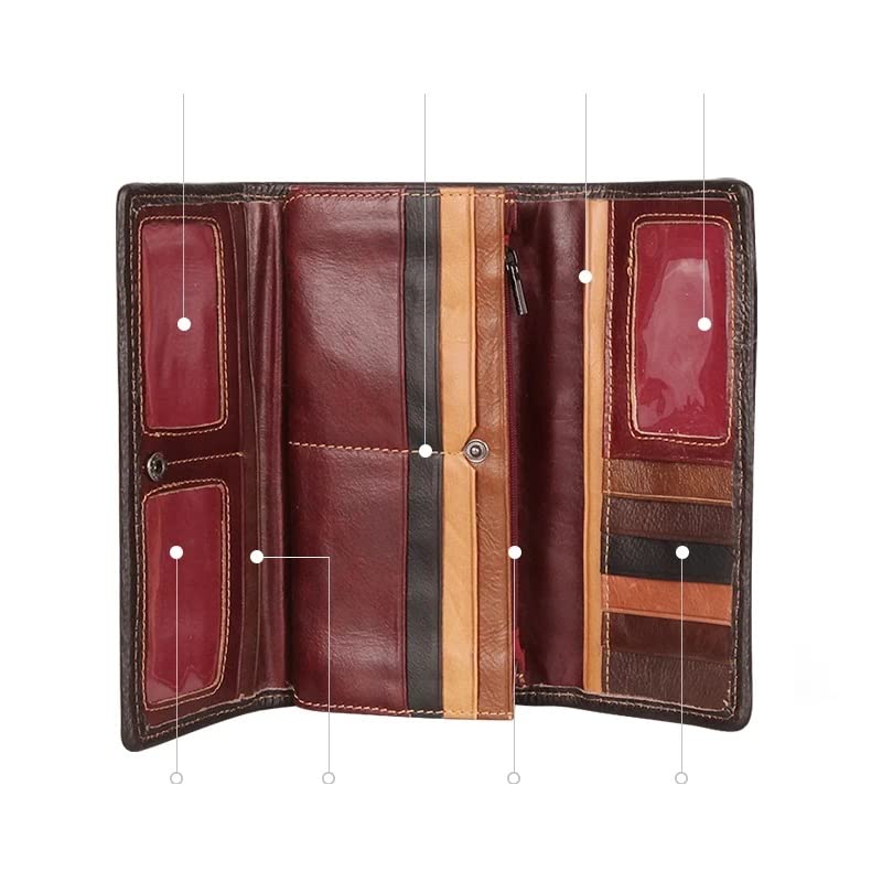 WYFDP Leather Wallet Women with Coin Purse Retro Wallet Color Leather Pocketbook Card Holder