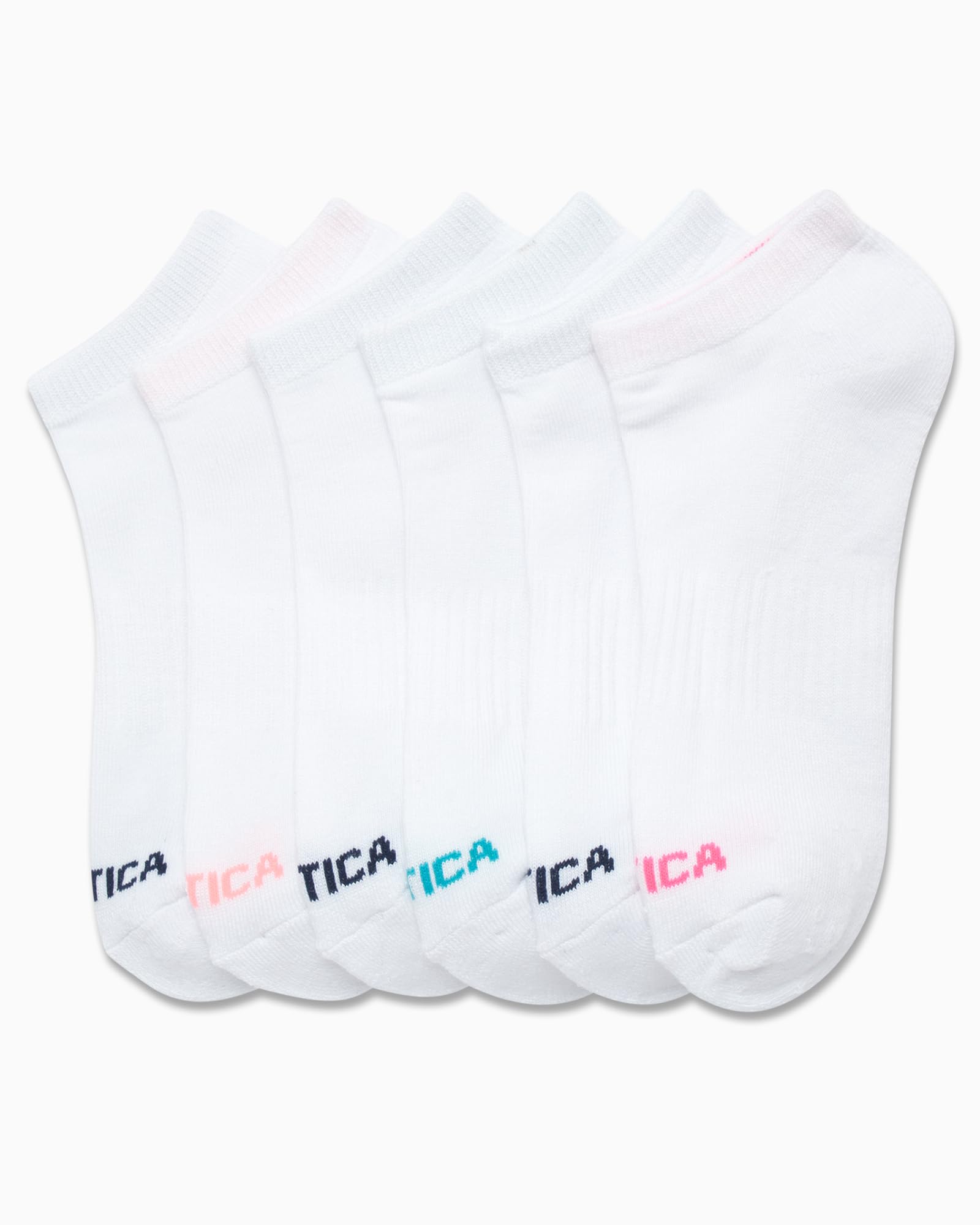 Nautica Women's Low Cut Cushioned Moisture Control Athletic Socks (6 Pack), Size 4-10, White