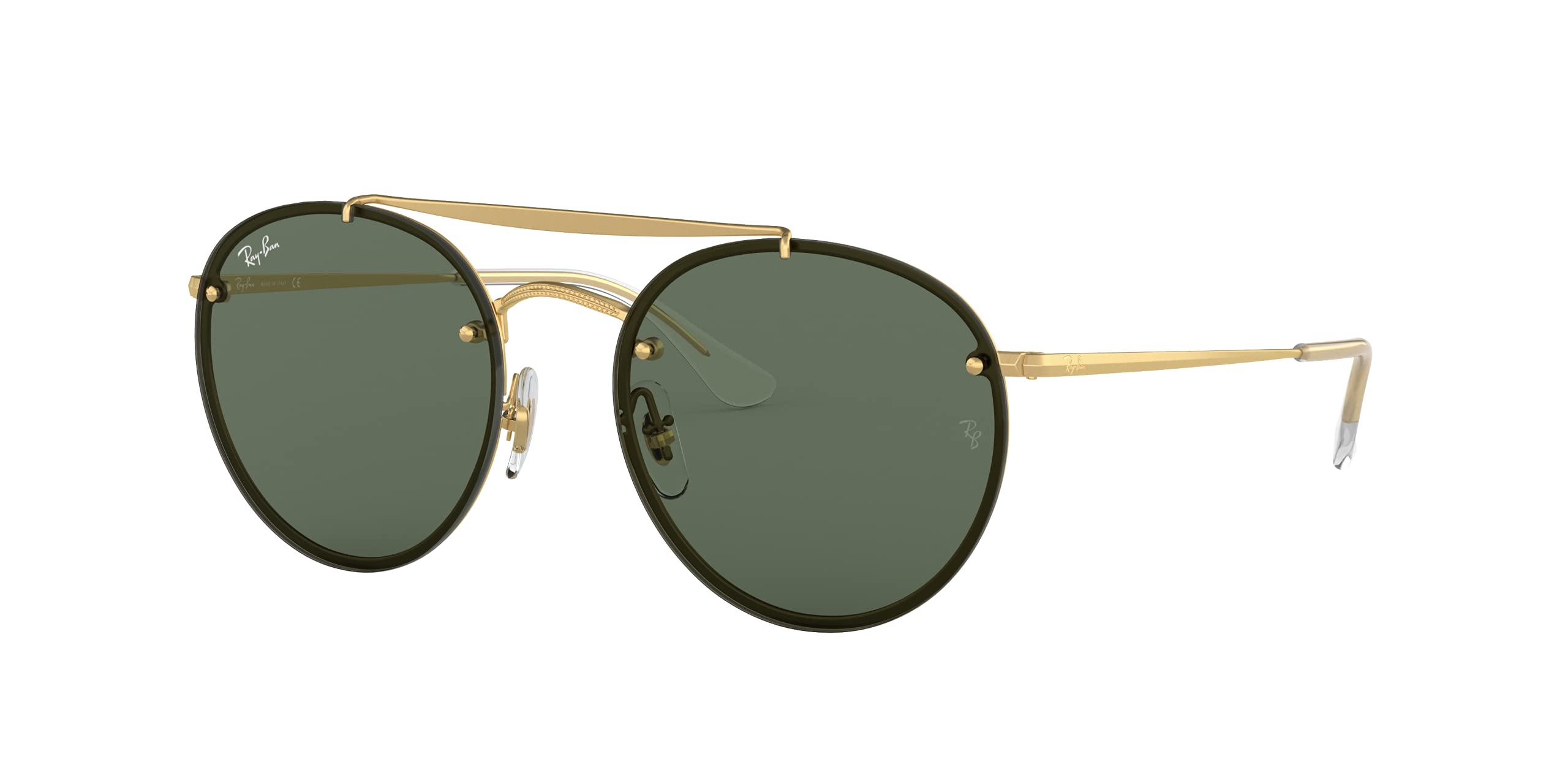 Ray-Ban RB3614N Round Sunglasses, Demi Gloss Gold/Dark Green, 54 mm