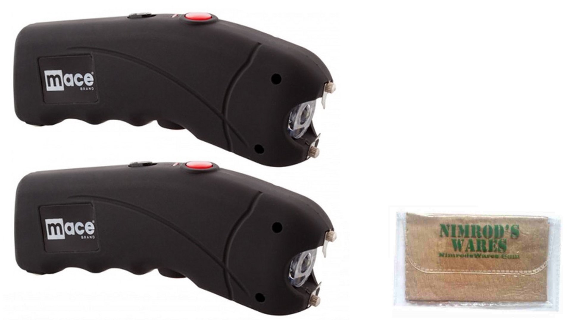 Nimrod's Wares Two Mace Stun Guns 2.4 Million Volts + LED Light + Cases Microfiber Cloth