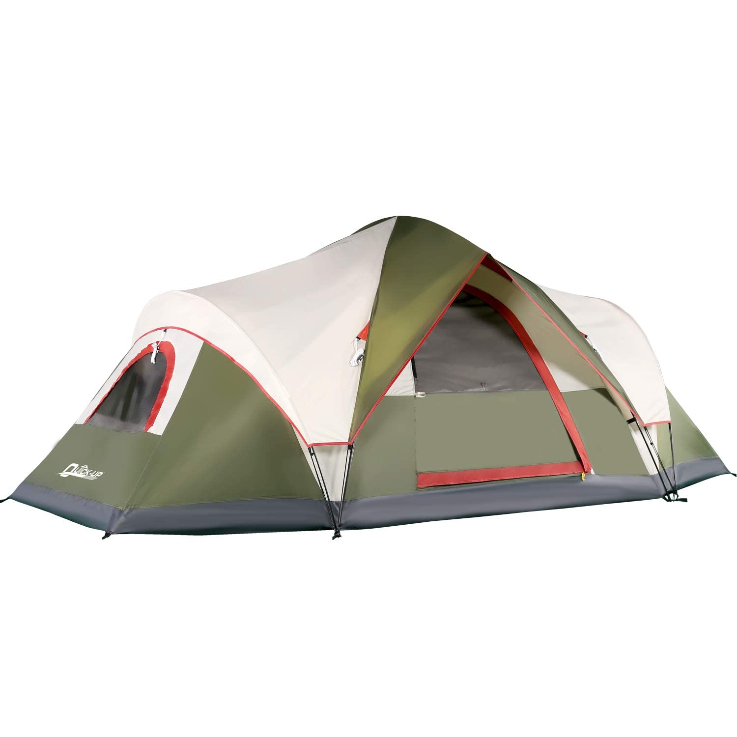 Mobihome Instant pop up Tents for Camping Setup in 60 Seconds, Quick Pop up Tent with Waterproof Rainfly, Mesh Roofs,Door & Windows for Excellent Ventilation Dome Tent - 13.5' x 7',Grey