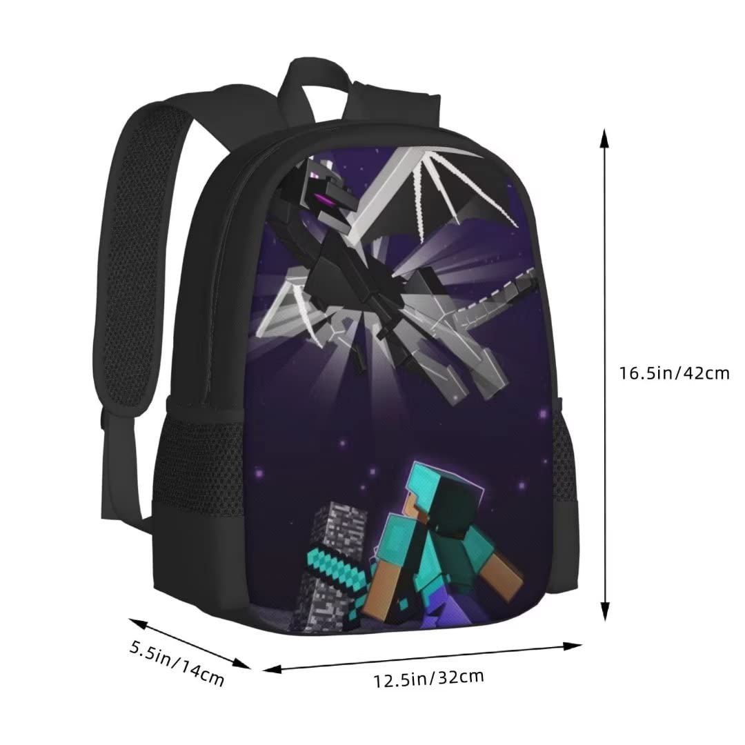 Megar Block World Game Backpack Cartoon Laptop Bags Lightweight Durable Backpack Casual Travel Backpack Laptop Backpack World Game Fan Gift