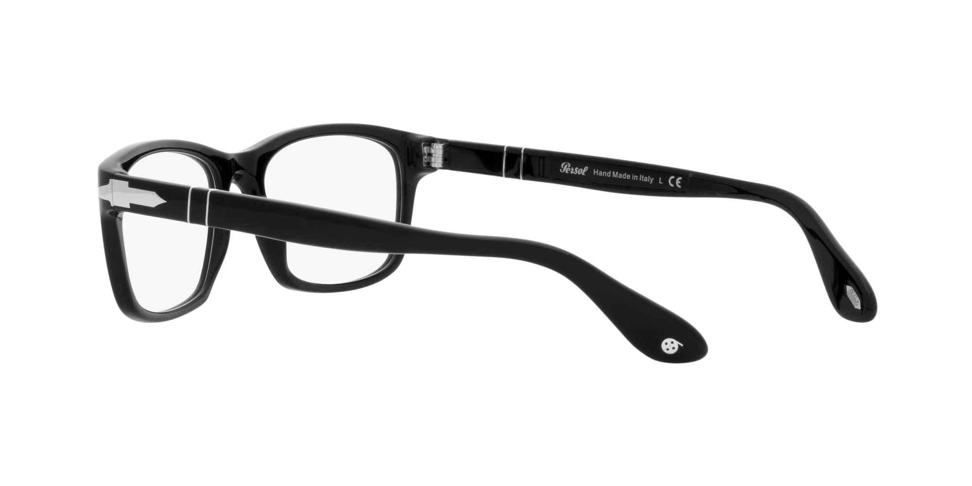 Persol PO3012V Square Prescription Eyewear Frames, Black/Silver/Demo Lens, 52 mm