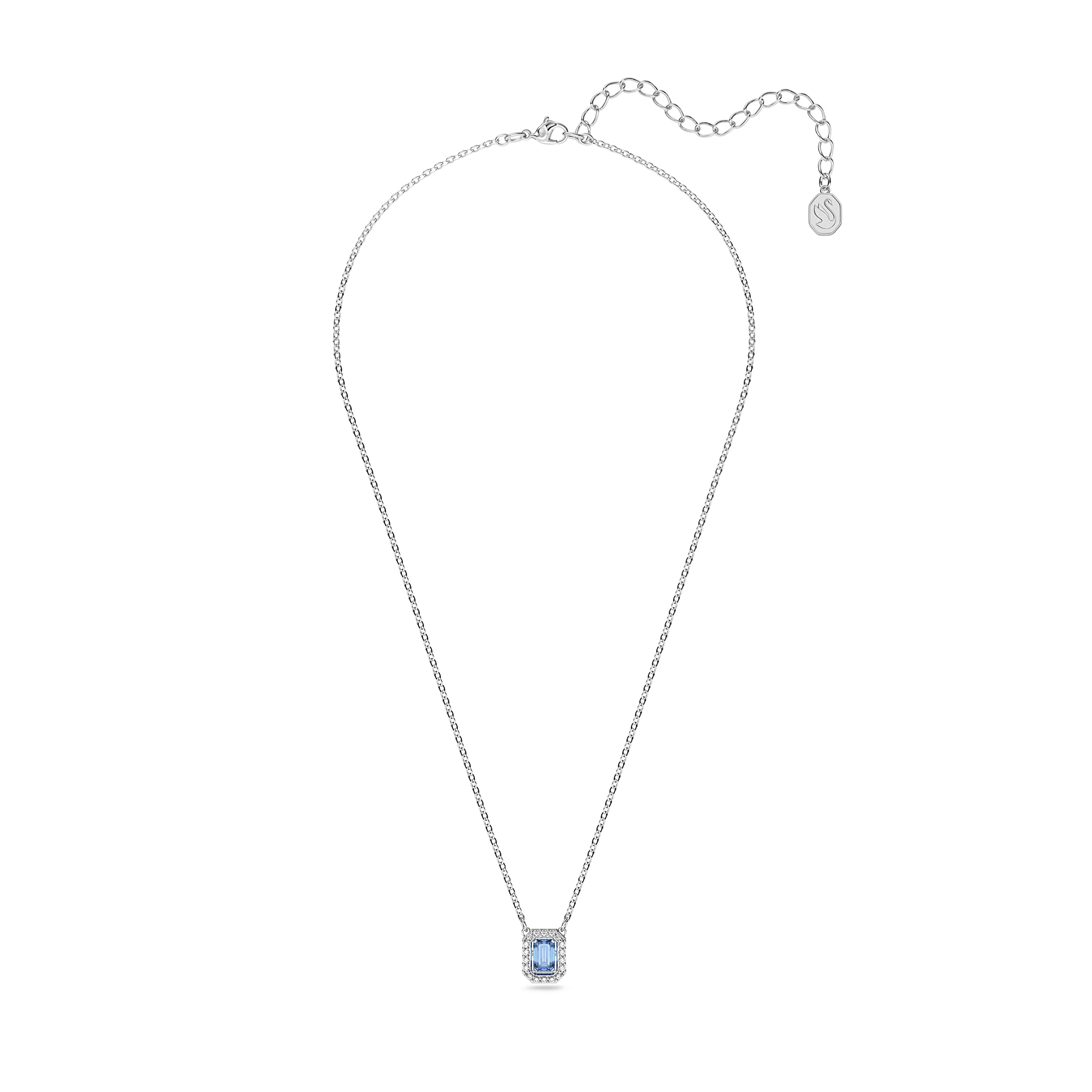 SWAROVSKI Millenia Necklace, Octagon Cut Zirconia, Blue, Rhodium Finish