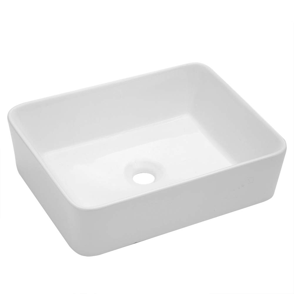 Vessel Sink Rectangular - Lofeyo 19"x15" Vessel Sink White Ceramic Bathroom Sink Above Counter Rectangle Vanity Sink Basin