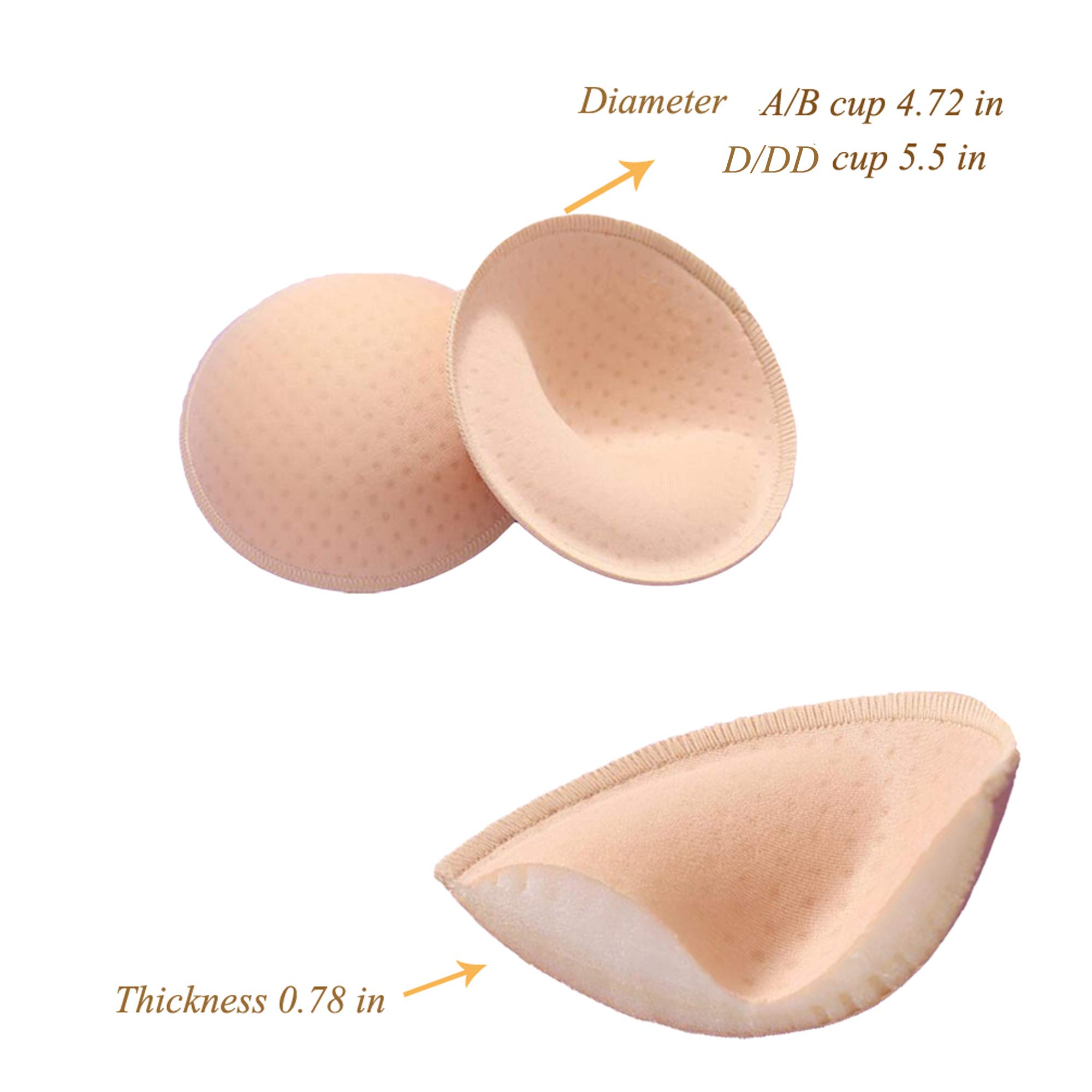 ONDY Bra Insert Pads 2 Pairs, Round Breast Enhancers,Invisible Bra Push Up Pad for Yoga Sports Bra (A/B)