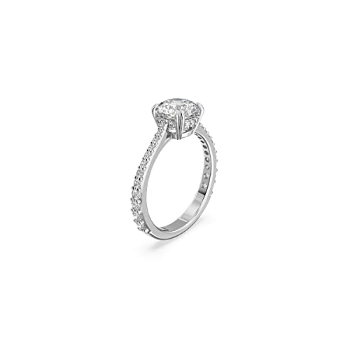 SWAROVSKI Stilla Ring, Clear Stones on a Rhodium Finish Setting, Part of the Stilla Collection, EU Size 52; US Size 6