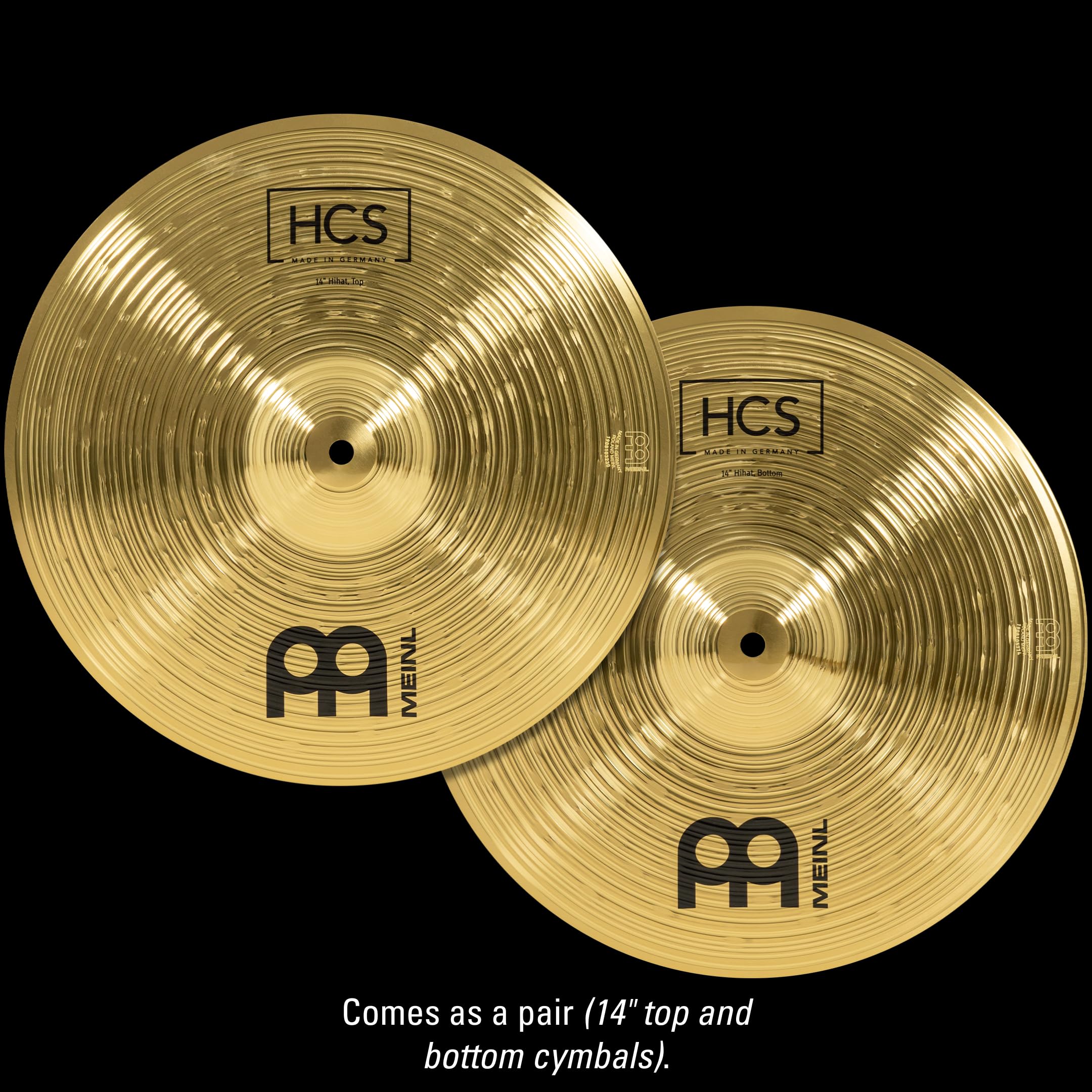 Meinl 14” Hihat (Hi Hat) Cymbal Pair – HCS Traditional Finish Brass for Drum Set, Made In Germany, 2-YEAR WARRANTY (HCS14H)