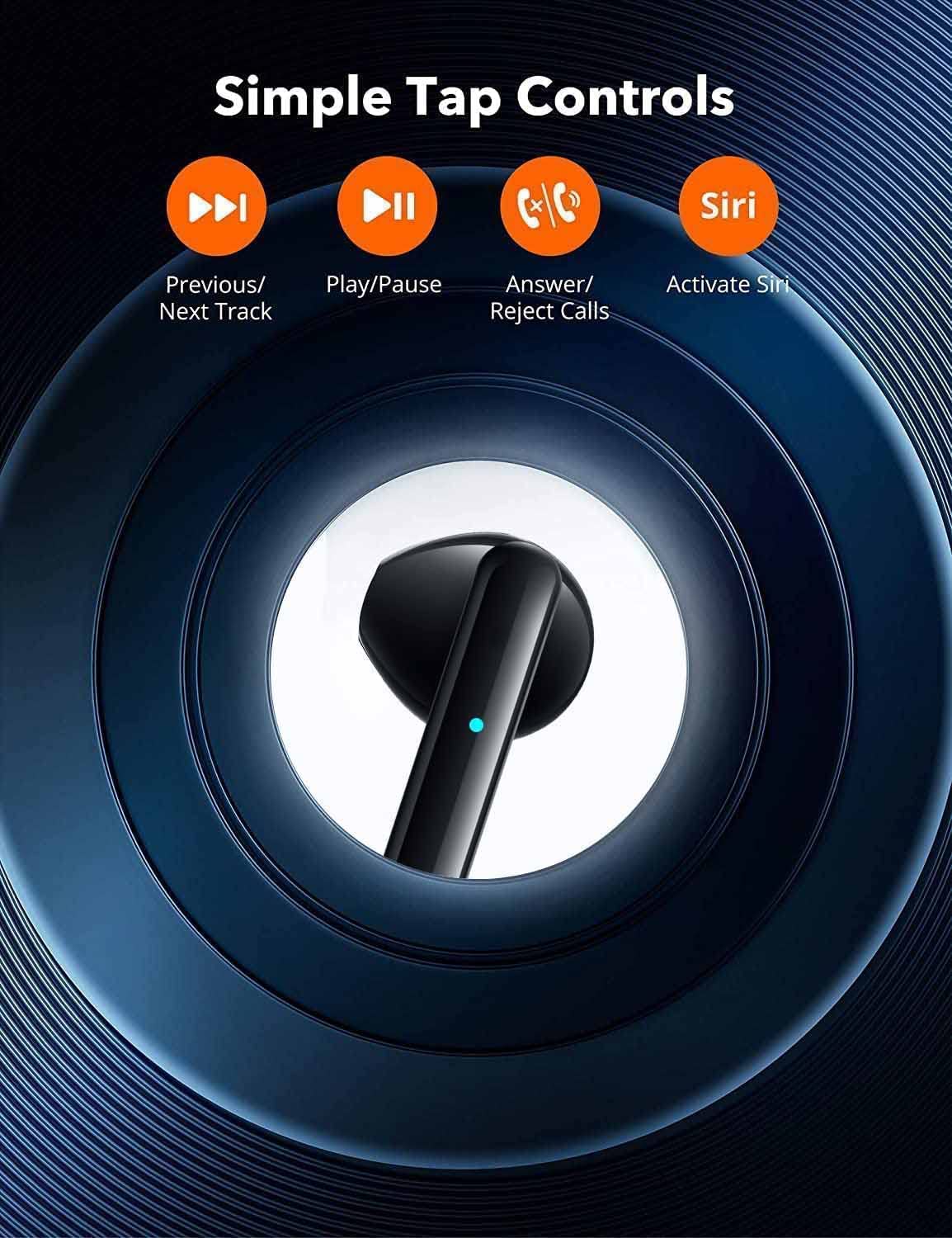 ZLBBM Wireless Earbuds Bluetooth Headphones,Touch Control Stereo Sound Bluetooth Earbuds with Mic,30H Playtime Waterproof Wireless Ear Buds with Charging Case for Sport,Running,Working(Black)