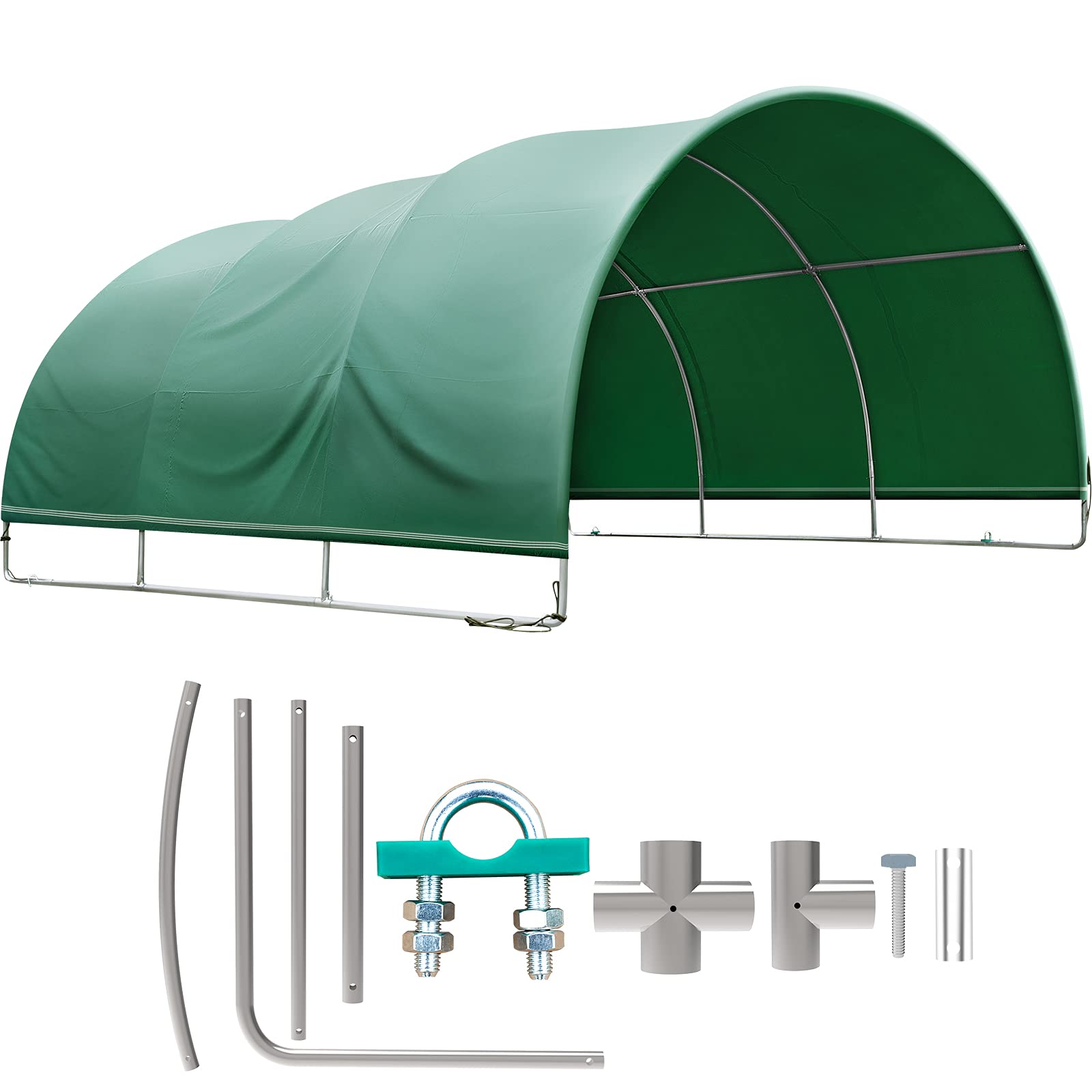VEVOR Livestock Shelter, 9.9'x 10'x 5.5' Corral Shelter, Steel Metal Corral Panel Shelter, Waterproof Corral Panels for Horses and Other Livestock, Animal Shelter with PVC Cover and Galvanized Pipe