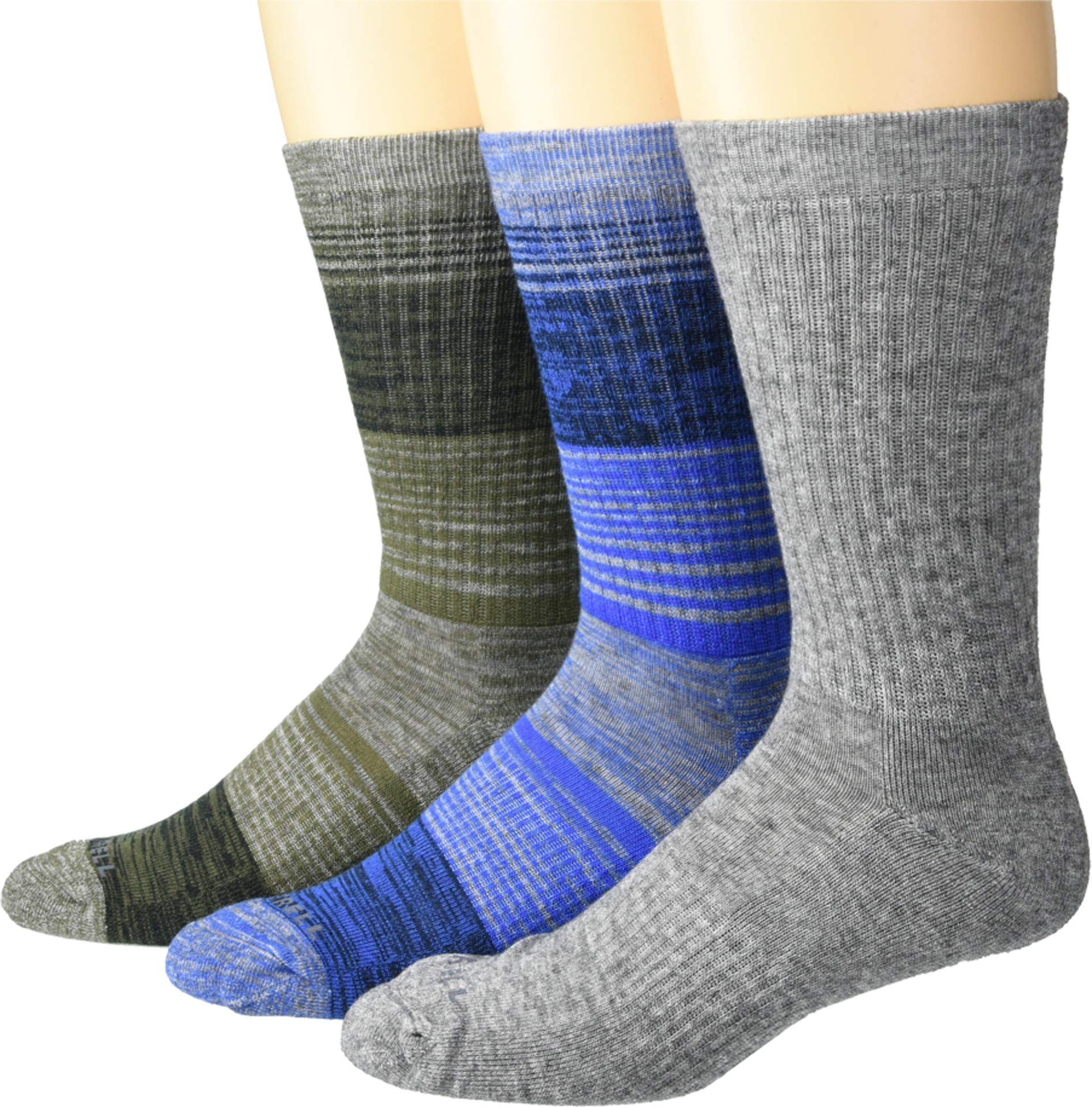 Merrell Men's Wool Blend Cushioned Hiker Socks, Grape, Grey, Blue, S/M