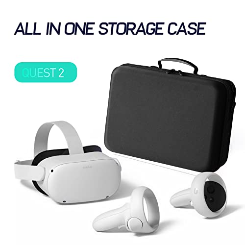 RIGICASE Hard carrying Case for Meta/Oculus Quest 2 VR Headset with accessories Silicon face cover, Lens cover, joystick cover; Precision foam inserts for Quest headsets all in one organization