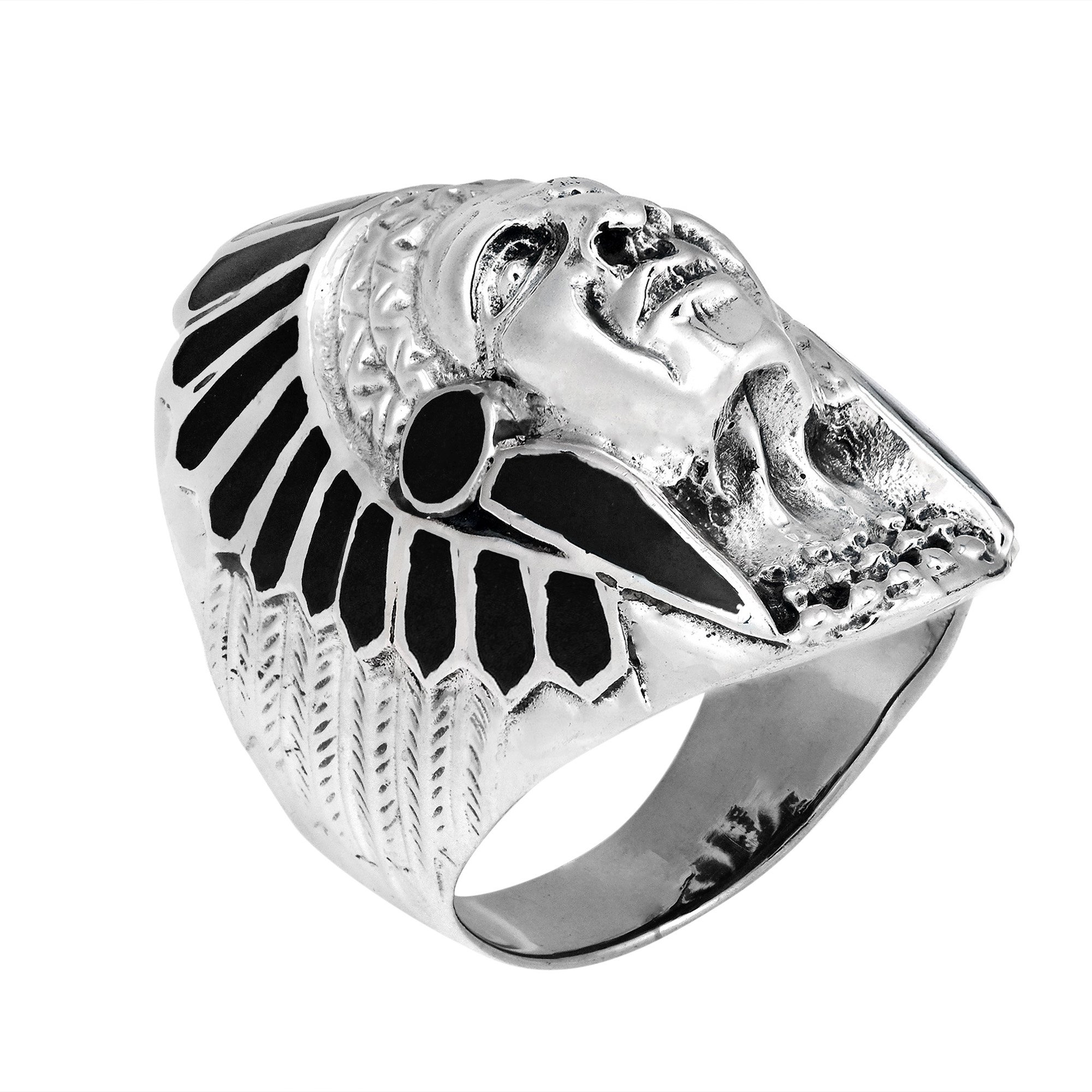 Native American Style Simulated Black Onyx .925 Sterling Silver Ring (10)