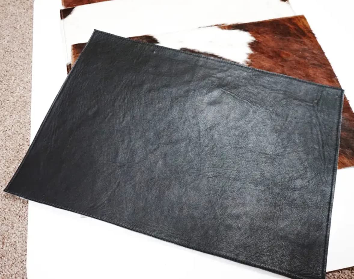 RODEO Cowhide Leather placemats 4 pcs Set Square 15.5in(L) X11in(W) (Tricolor)