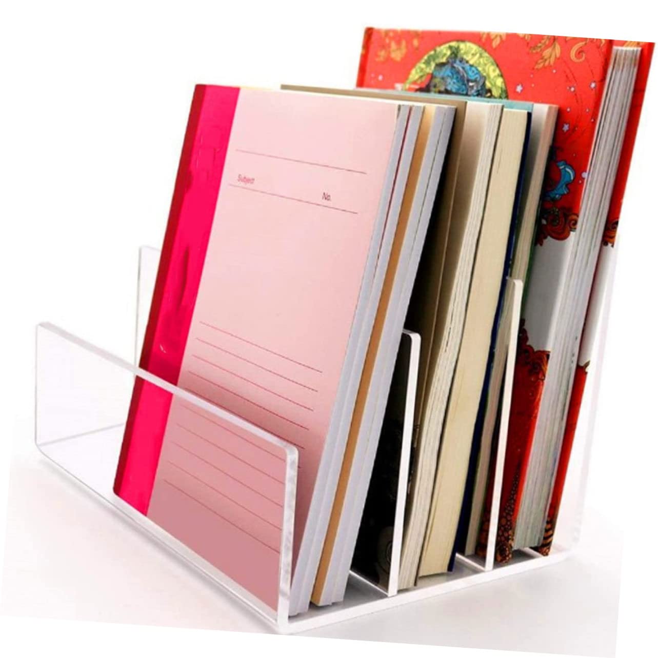 NUOBESTY Multi Compartment Storage Box bin Organizer envelopes Acrylic Holder Acrylic File Organizer File Rack File Folder Organizer Multi-Compartment File Sorter Desk Office Shelf