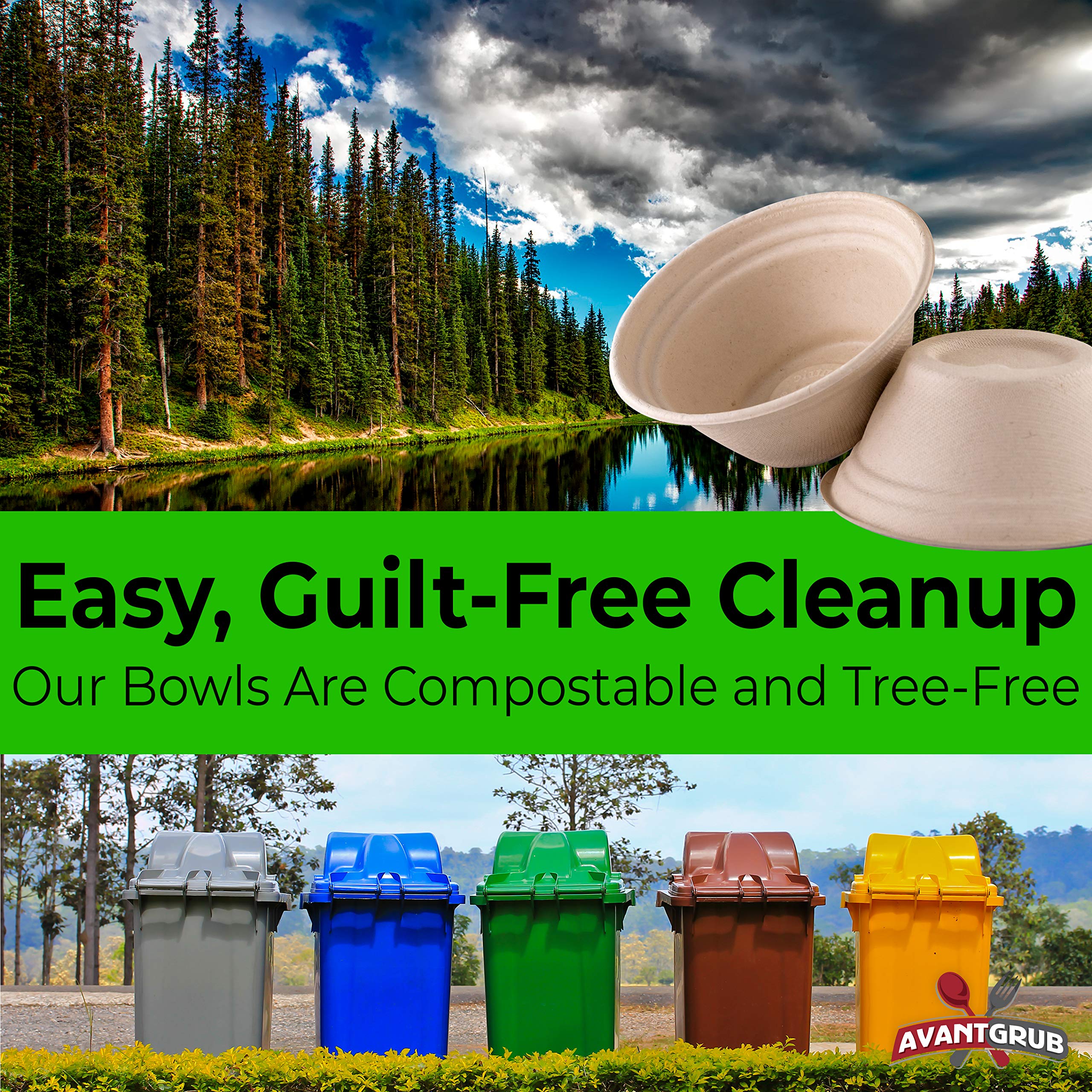 Mini Restaurant-Grade, Small 8 oz Bowls Bulk 200Pk. Great for Ice Cream, Chili or Soup. Disposable, Compostable Bowls are Allergen-Free, Leakproof and Microwave Safe for Hot or Cold Use