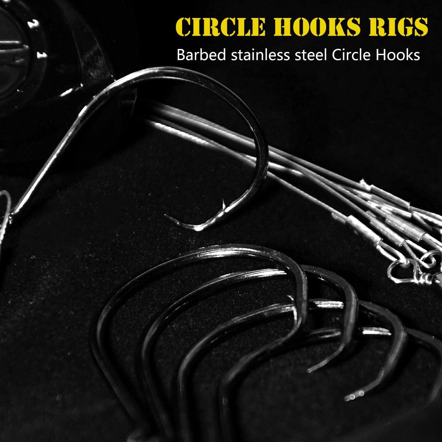 SEAOWL Saltwater Steel Circle Hook Rigs,Octopus Offset Fishing Hooks Leader Wire for Catfish Bass