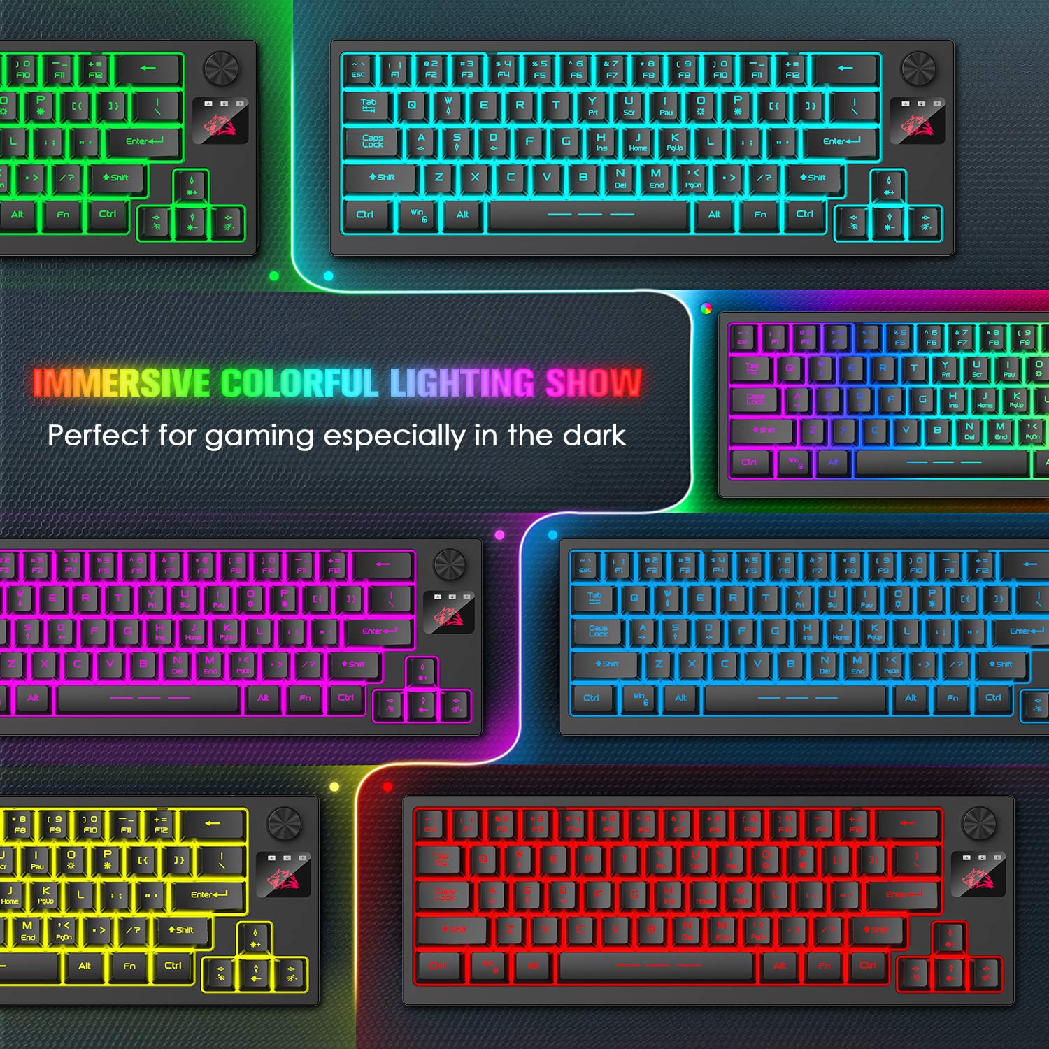 ZIYOU LANG Wireless TKL Computer Gaming Keyboard and Mouse and Wired USB RGB Stereo Sound Speakers