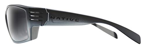 Native Eyewear Raghorn Polarized Rectangular Sunglasses, Smoke Fade/Silver Reflex, 61 mm