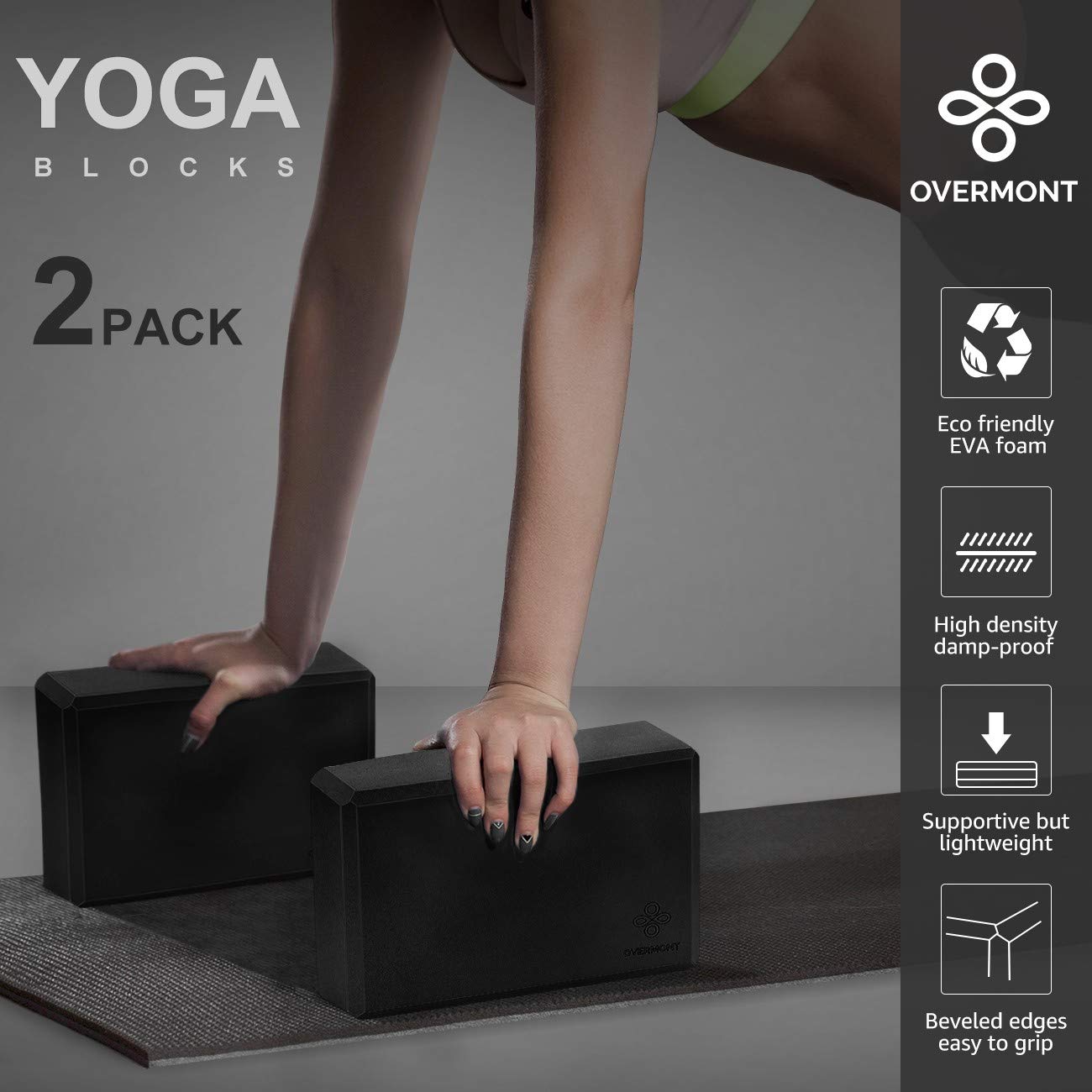 Overmont 5-in-1 Set, 1 Yoga Wheel for Back Pain- 13x 5in, 2 EVA Foam Yoga Blocks with Strap, 1 Extend Ring Premium Back Roller for Yoga Pose Backbend Stretching Pilates Meditation