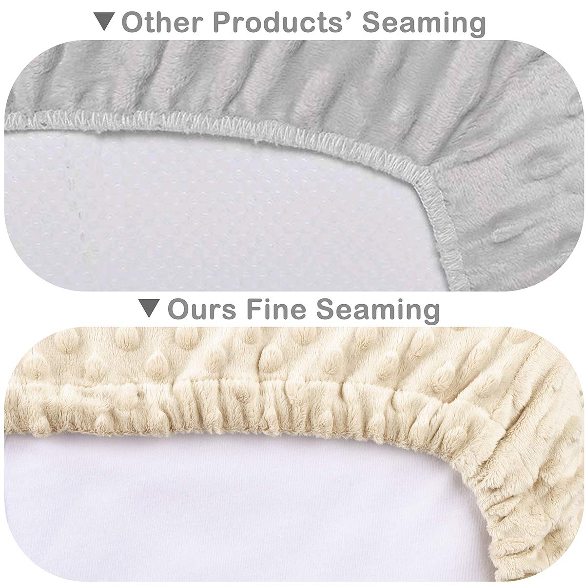 Nozaam - Baby Plush Minky Dot Changing Pad Cover - Ultra-Soft Stretchy Fitted Cover for Standard Nursery Changing Pad (Beige)