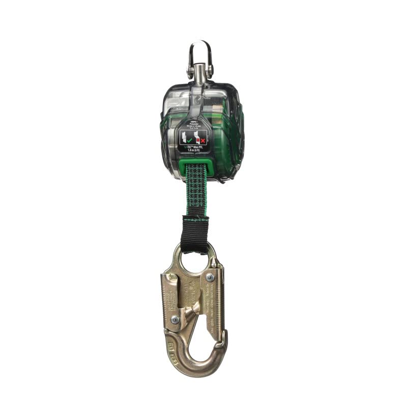 MSA 63011-00B V-TEC Mini Personal Fall Limiter - 6' (1.8m), Single-Leg, 36C Snaphook Anchorage Connection, Steel Carabiner Harness Connection, Retractable Web Lanyard