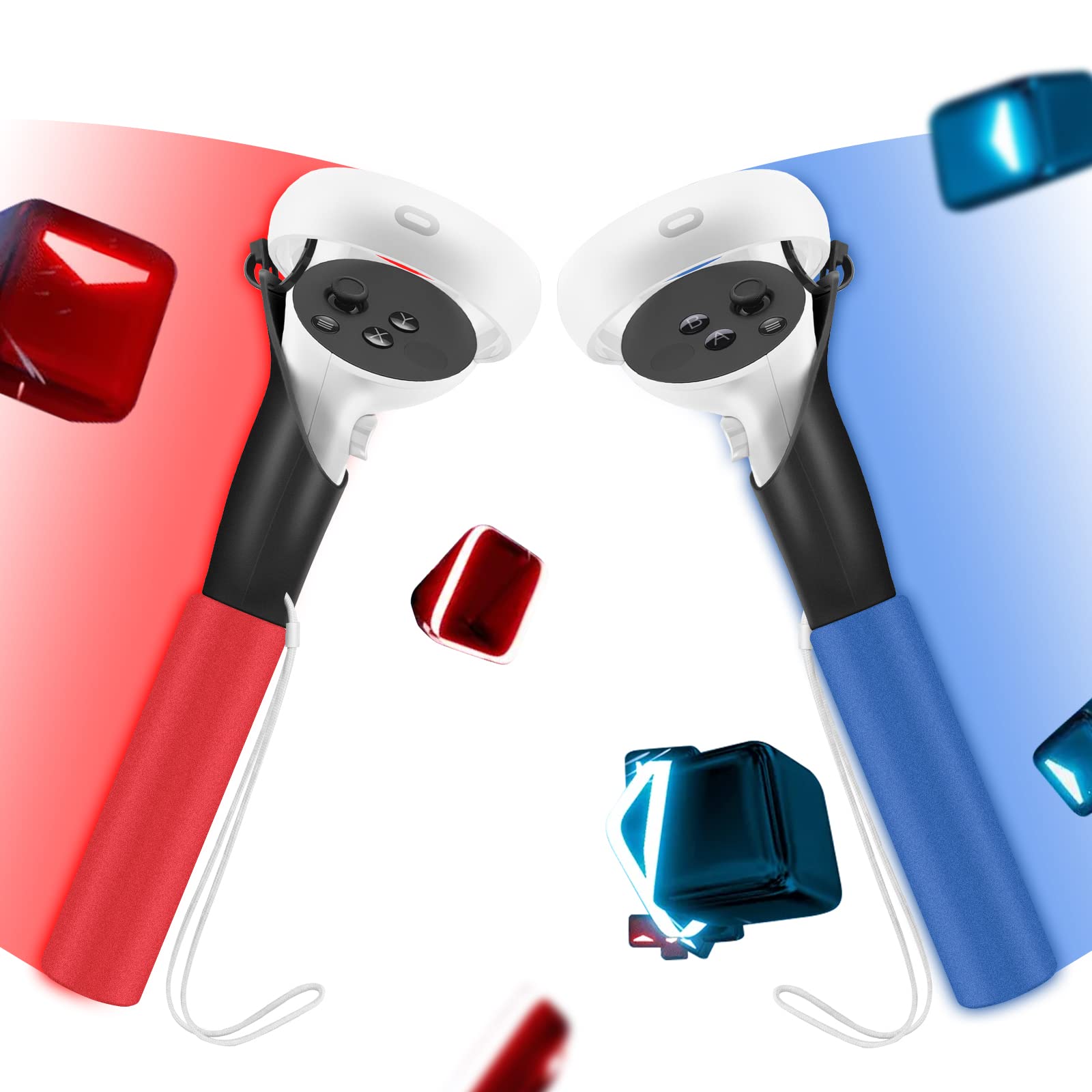Vakdon Dual Handles Extension Grips Compatible with Oculus Quest 2/Quest/Rift S Controllers Accessories - Enhance Immersion in Beat Saber, Supernatural, Gorilla Tag VR Games