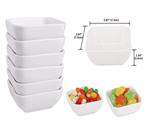 smylls 6 Pcs 3 Ounce Dipping Bowls Set White Plastic Dipping Sauce Bowls,Small Bowls for Ketchup,Side Dishes,Vinegar in Party BBQ,Condiments