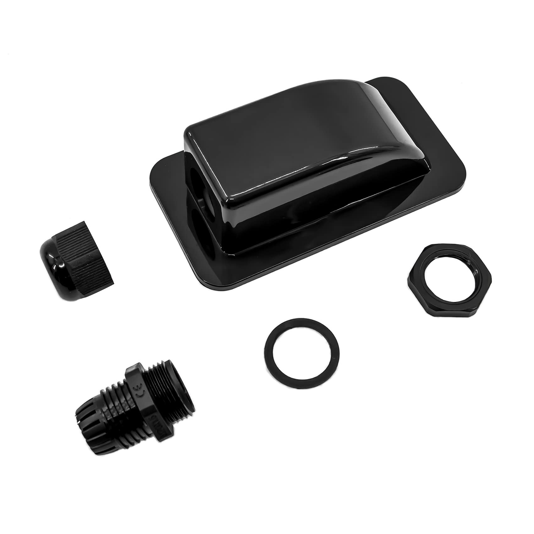Zayin ABS Single Solar-Cable-Entry-Gland-Housing Cable Entry Plate 3mm to 12mm Solar Single Cable Entry Gland Box for RV roof Waterproof,Boats,Yacht,Roofs(Black)