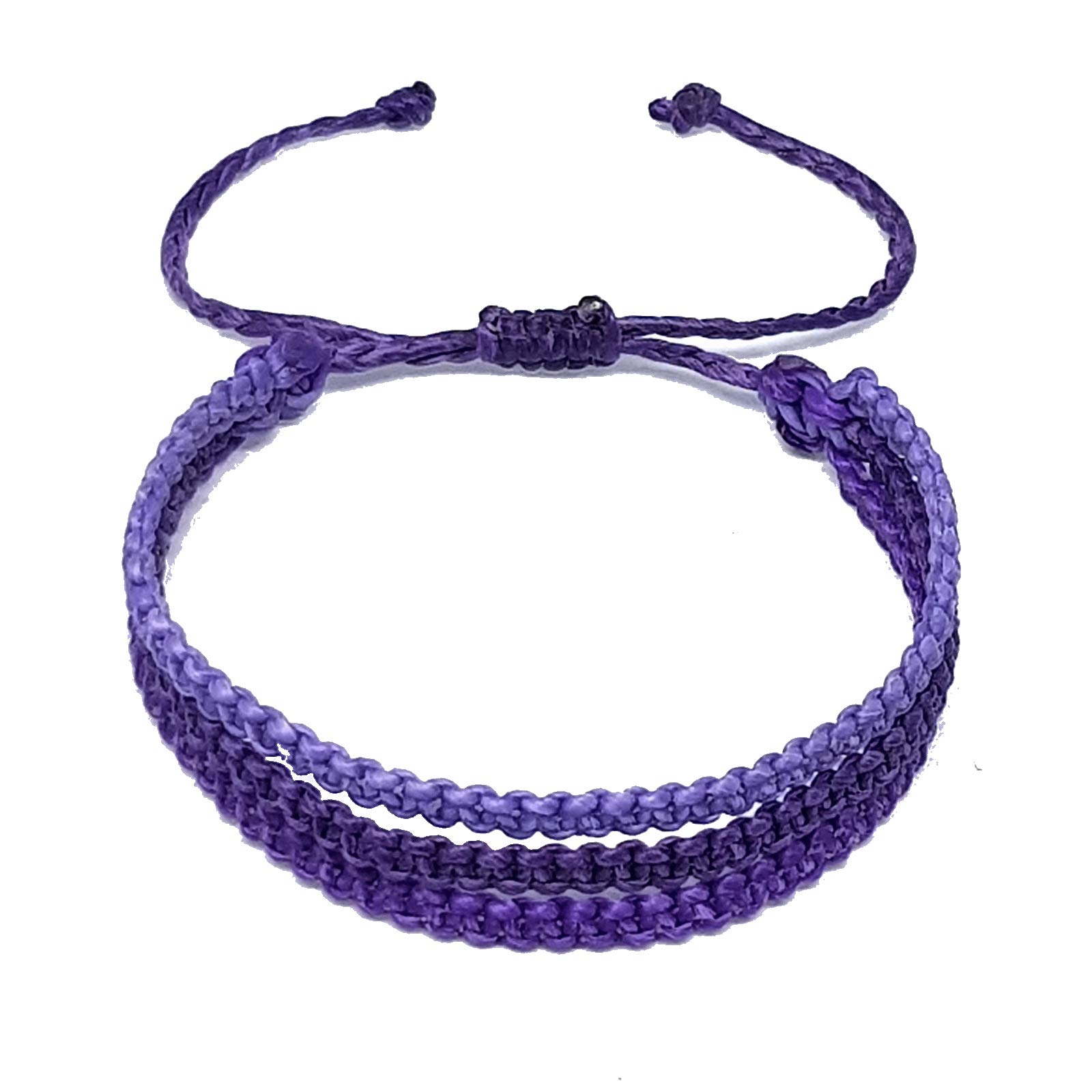 Origin Siam Handmade Thai Woven Triple Stack Bracelet | Wax Cotton Cord String Wristband Set | Adjustable Unisex Boho Friendship Band | Bracelets for Woman, Women, Man and Men (Purple Violet Lilac)