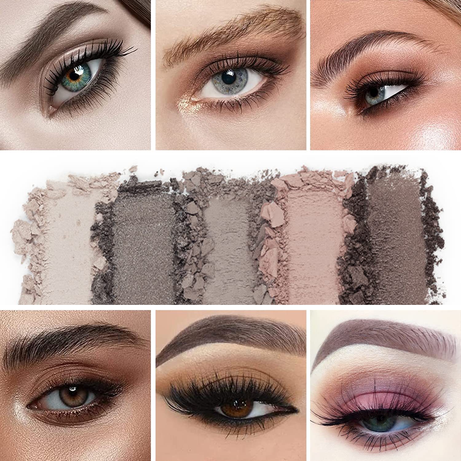 Sulily 10 Colors Eyeshadow Palette Makeup, Matte Naked Eye Shadow,High Pigmented, Naturing-Looking, Ultra-Blendable,Long Lasting High Pigmen with 2 Eyeshadow Brush(04#Cement color)