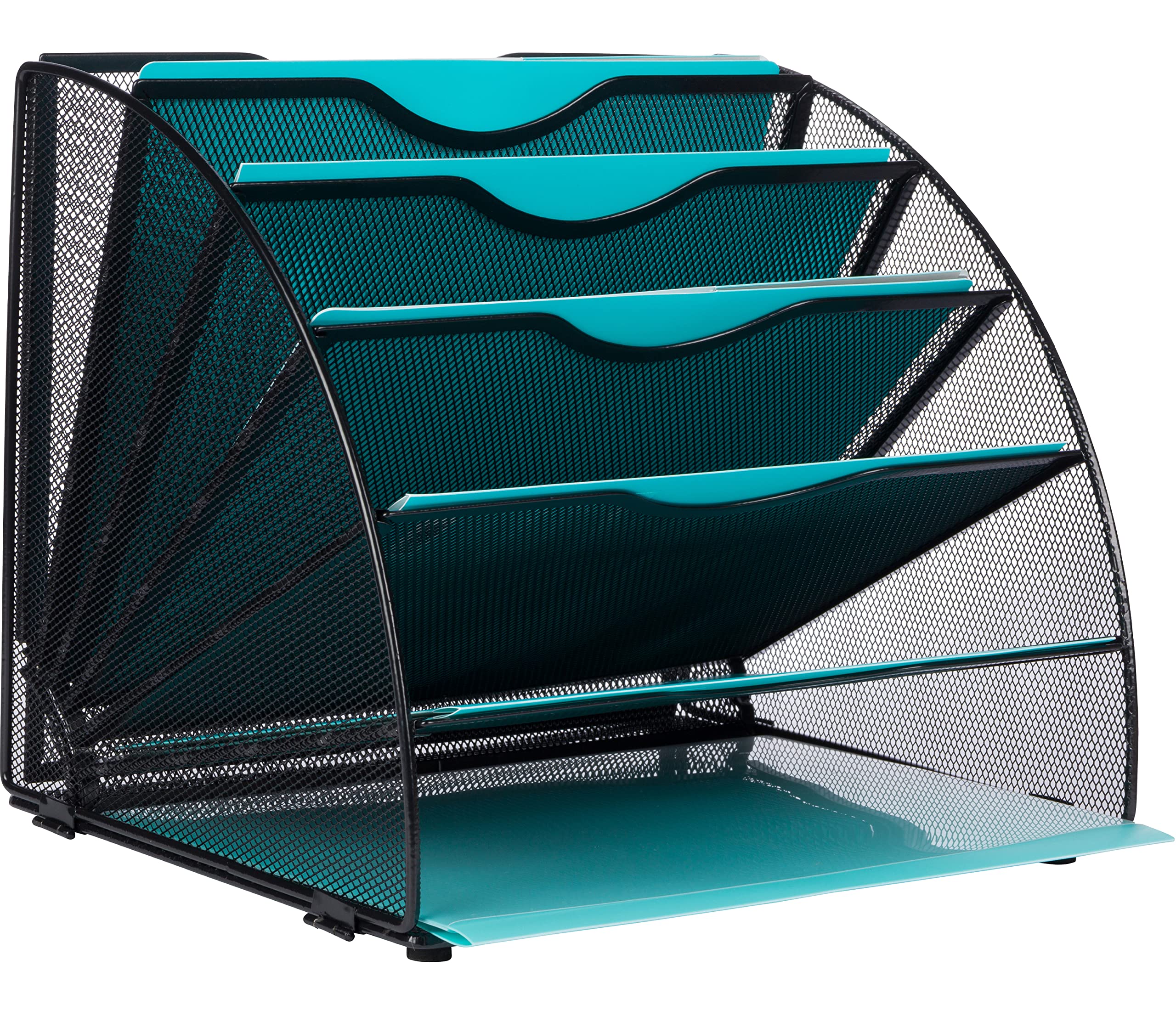 Mesh Office Organizer for Desk - Fan Shaped Desktop Organizer with 6 Compartments for Filing Paper, Bills, Letters for Work, School, Office, Waiting Room, Classroom, and More