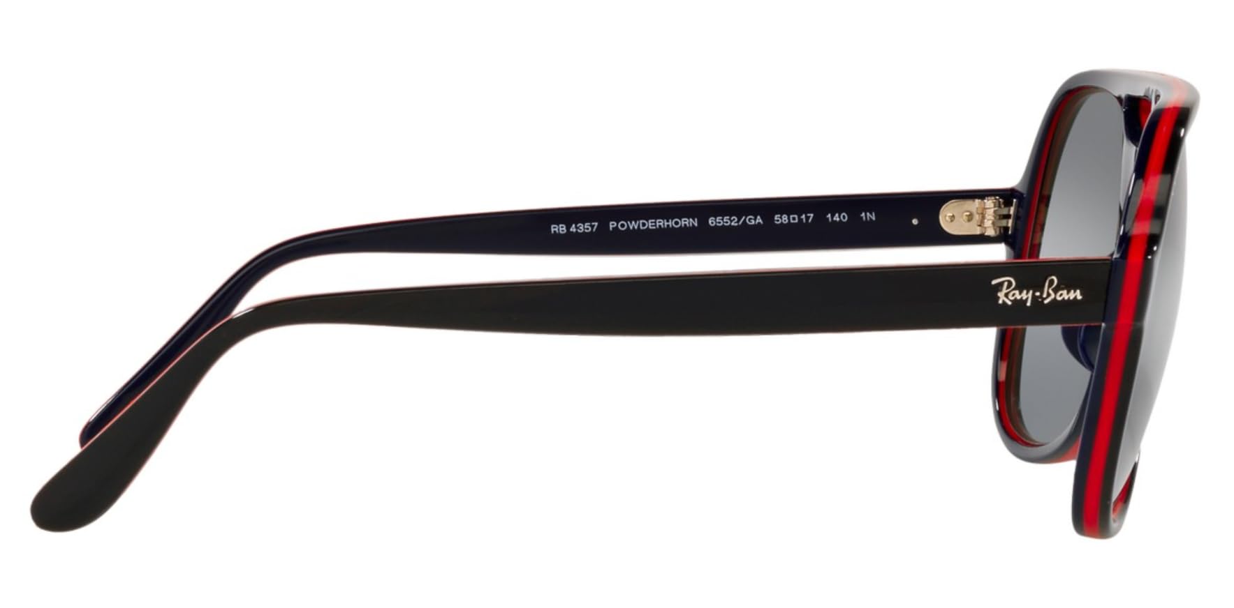 Ray-Ban Rb4357 Powderhorn Aviator Sunglasses, Black Red Blue/Clear Gradient Blue, 58 mm