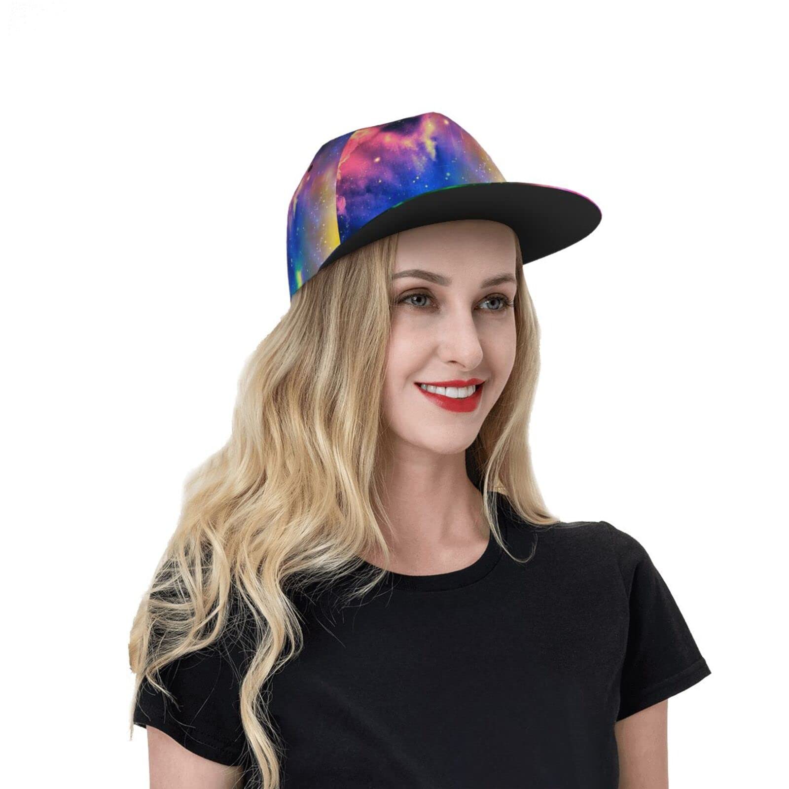 SULIZYAL Colorful Galaxy Snapback Hat Cool Hip Hop Baseball Cap Adjustable Flat Bill Brim Trucker Hats for Men Women