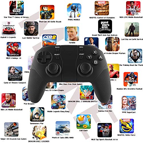 Mobile Phone Controller for Android, Wireless Bluetooth Gaming Gamepad Joystick for PUBG, COD & More FPS Shooting Fighting Racing Games Compatible with Android 5.0 + System Smartphone, Smart TV&Tablet