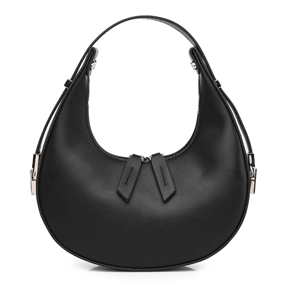 Women Underarm Purse Leather Small Shoulder Bag Crescent Hobo Bag Y2k Handle Dumpling Handbag with Zipper