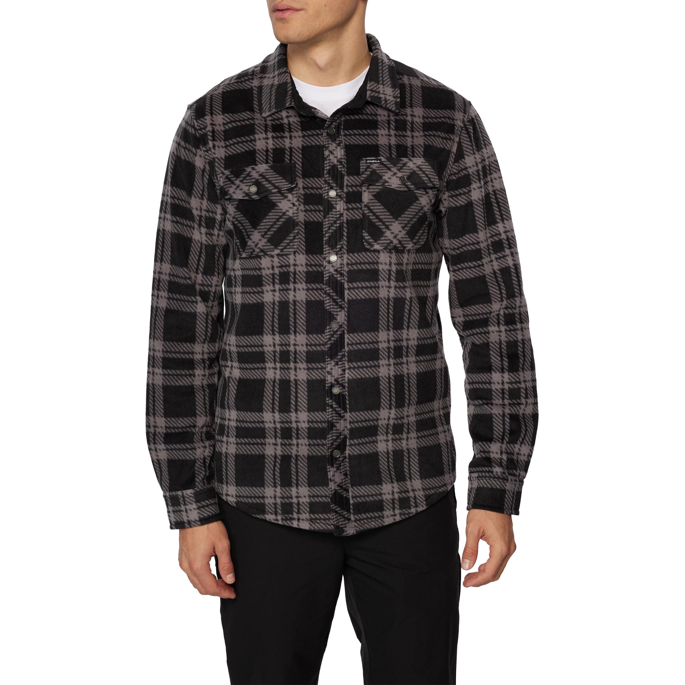 Mens Glacier Plaid Long Sleeve Button Up Shirt, Red, L