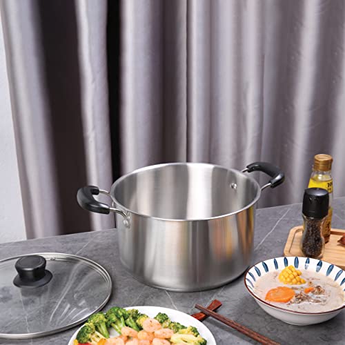 Subron Classic Stainless Steel Stockpot with Lid, Stainless Steel Pot with Lid, Silver (3.9 Quart)
